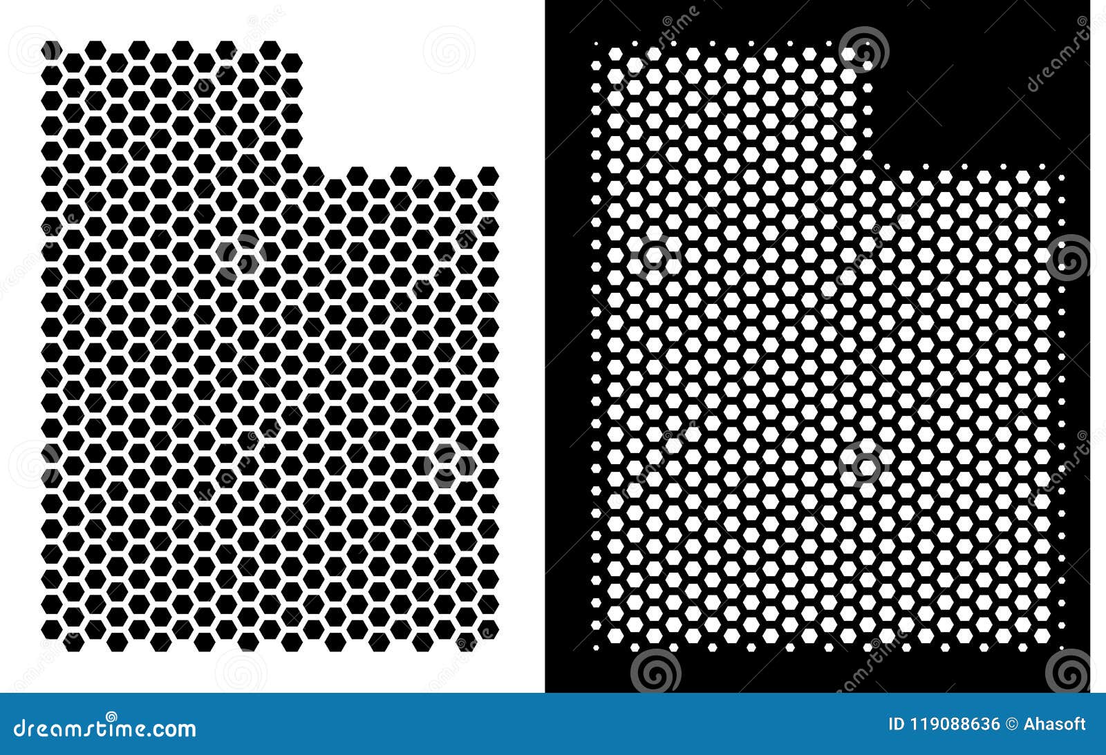 Utah State Map Hex Tile Mosaic Stock Vector - Illustration of black ...