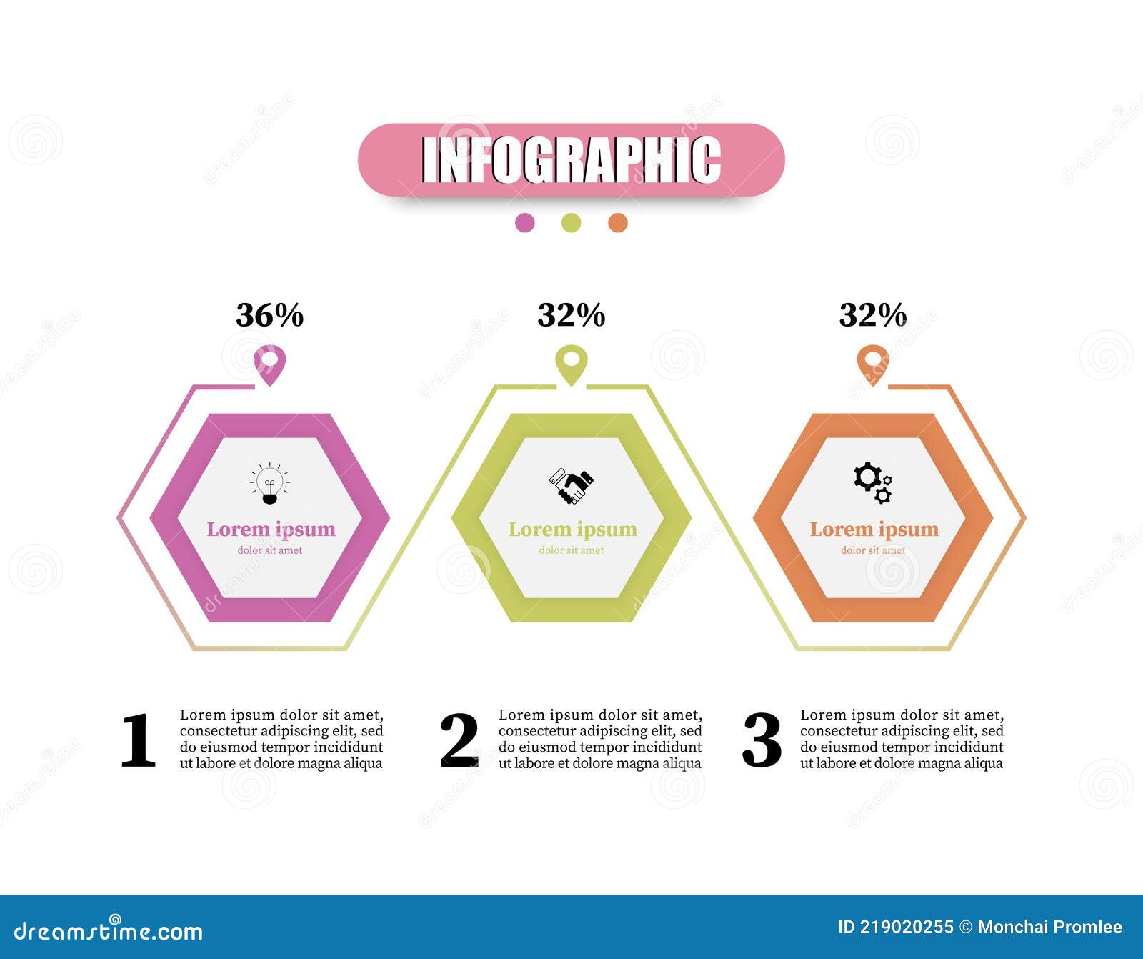 Hexagon Vector Illustration with 3 Steps, Options, Marketing Icons ...