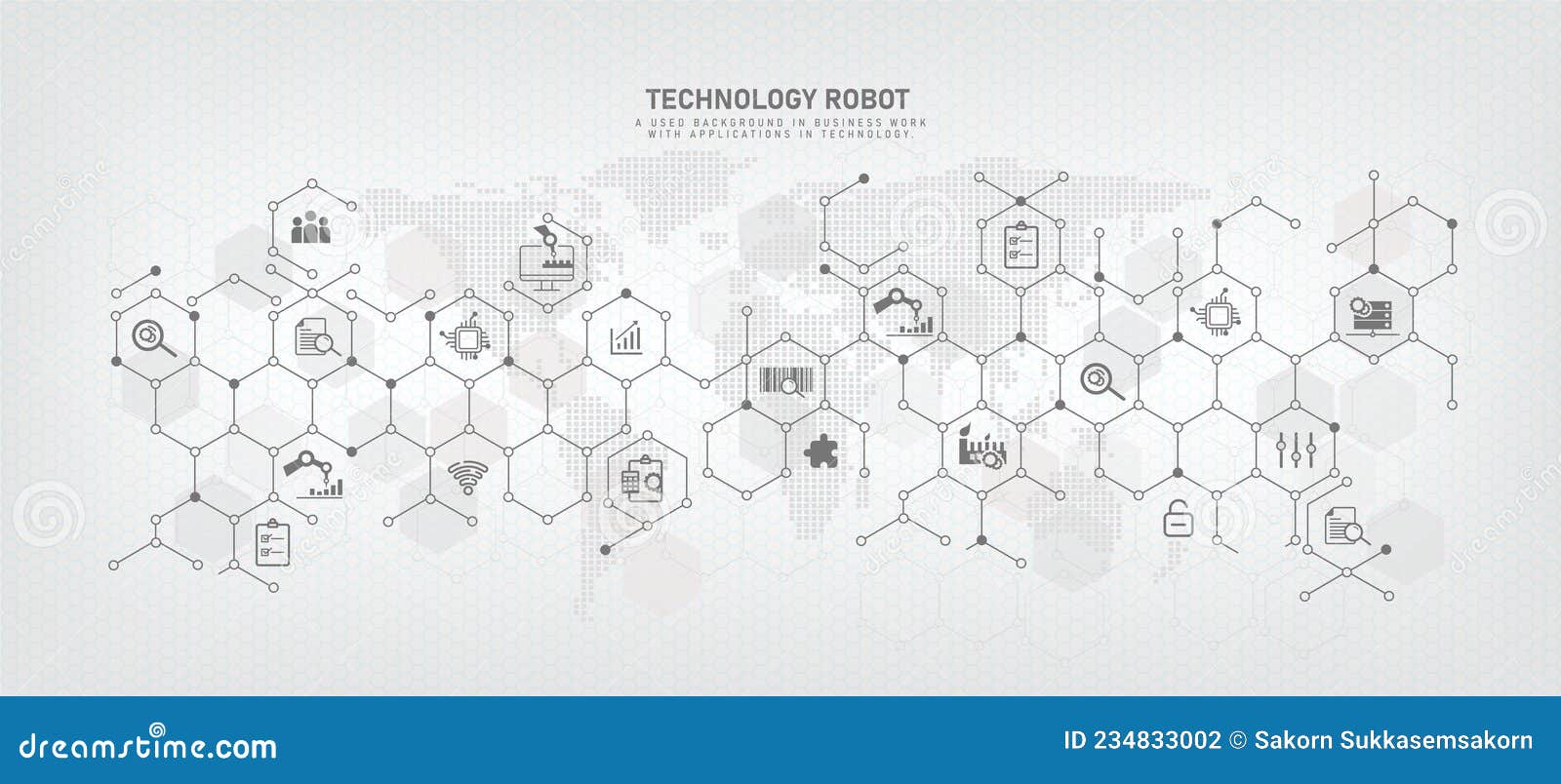 Hexagon Vector Process Automation Line Technology Robot Concept with ...