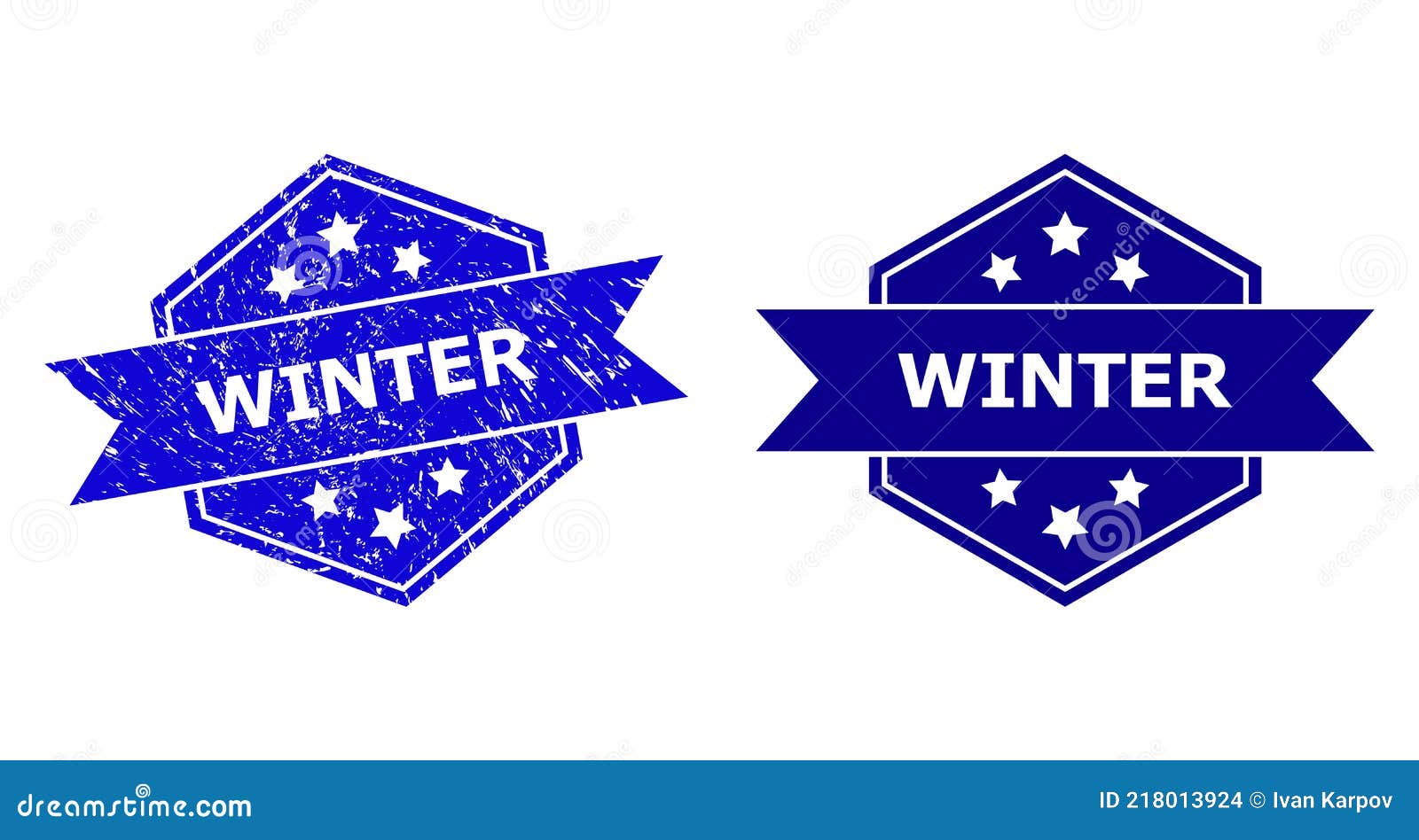 Hexagonal WINTER Watermark with Unclean Style and Clean Variant Stock ...