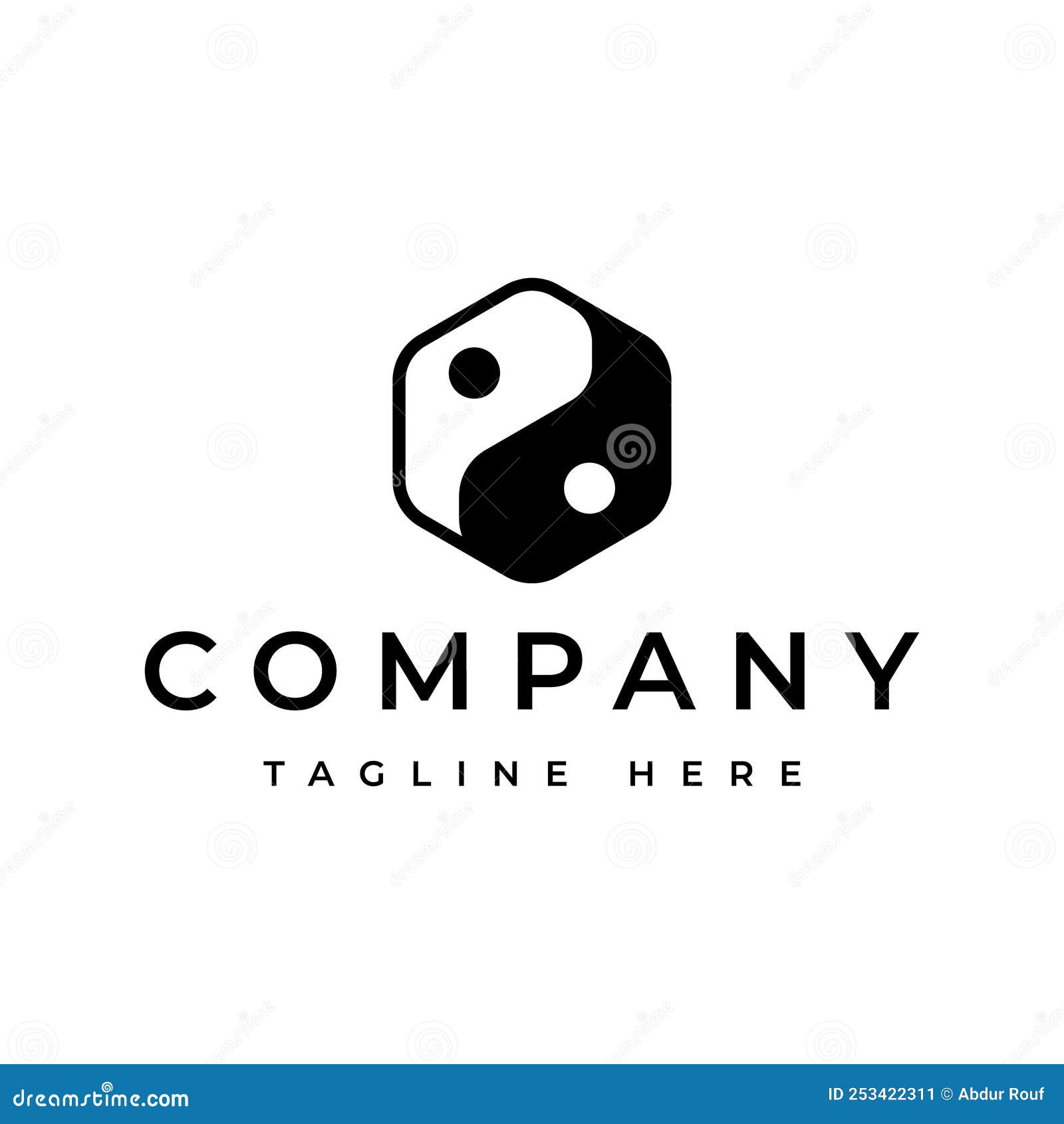Hexagon Yin Yang Logo Design Stock Vector - Illustration of balance ...