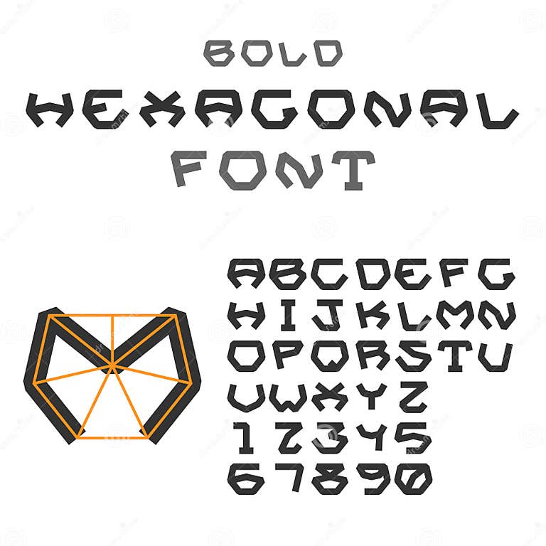 Hexagonal ABC. Geometric Font. Letters and Digits Stock Vector ...