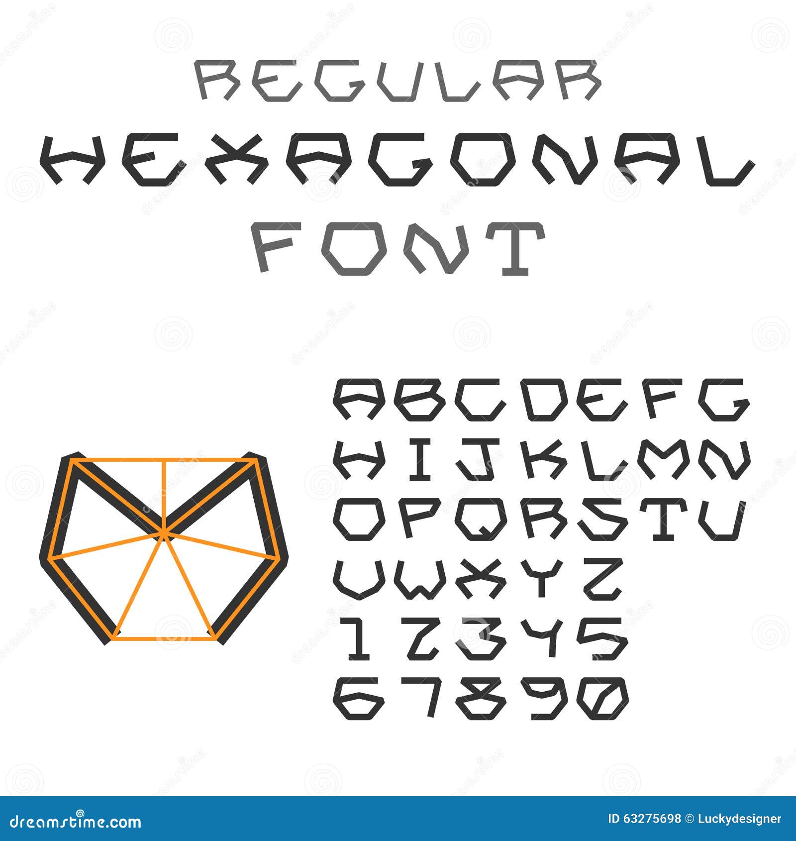Hexagonal ABC. Geometric Font. Letters and Digits Stock Vector ...