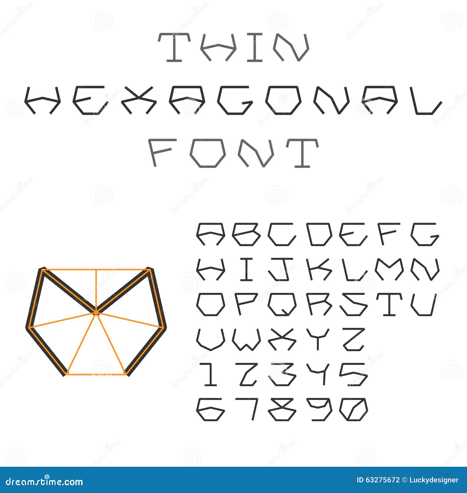 Hexagonal ABC. Geometric Font. Letters and Digits Stock Vector ...