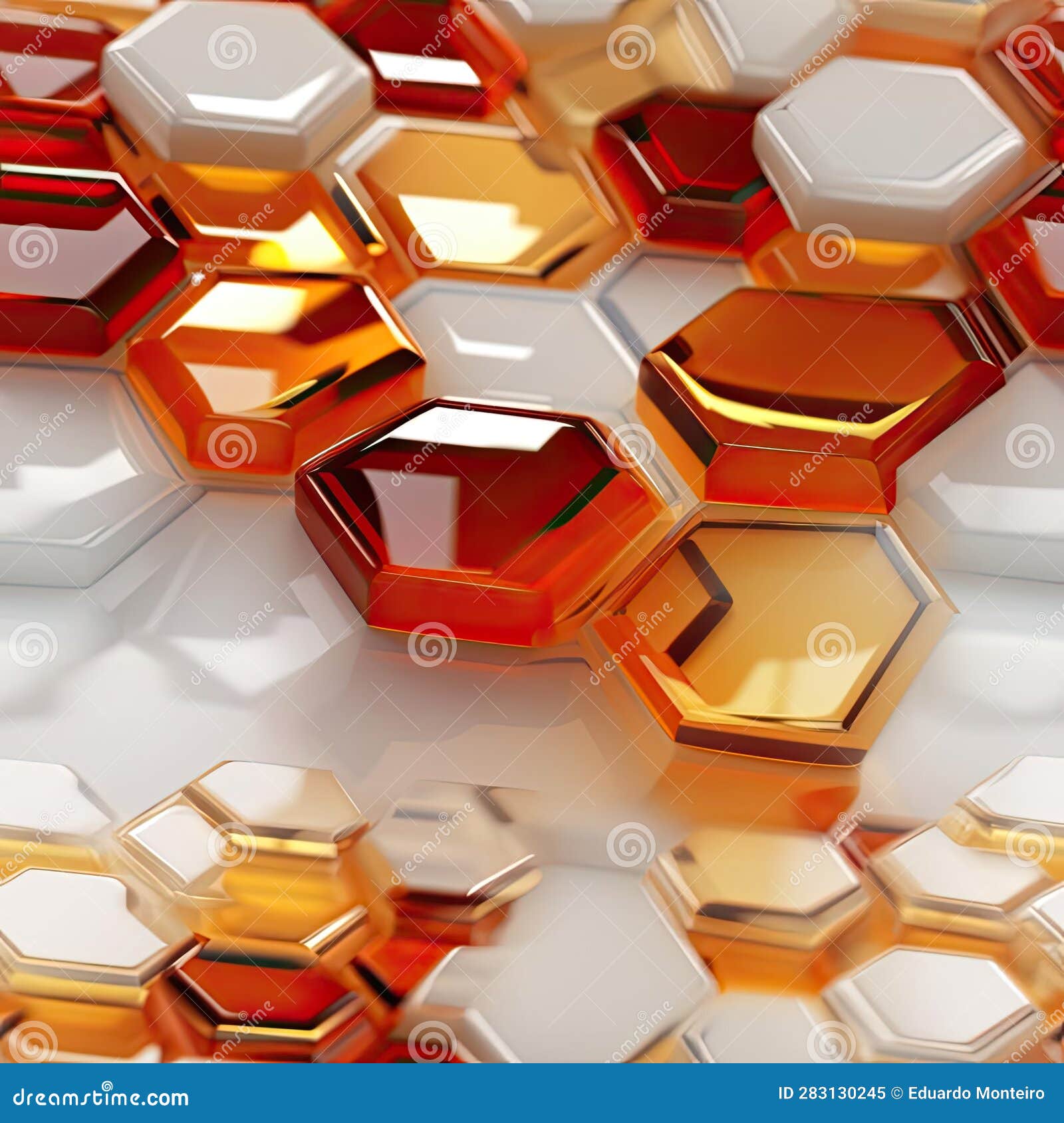 Hexagonal Abstract in Orange and White with Glazed Surfaces (tiled ...
