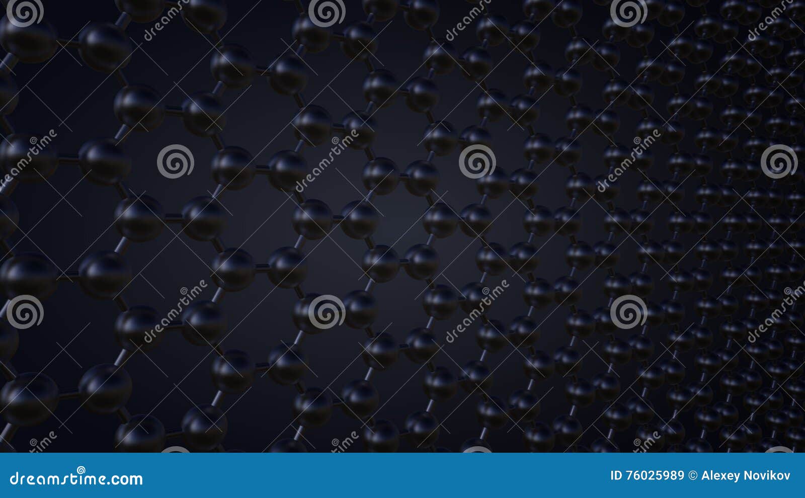 Hexagonal Atomic Structure of Graphene, Dark Gray Background. 3D ...