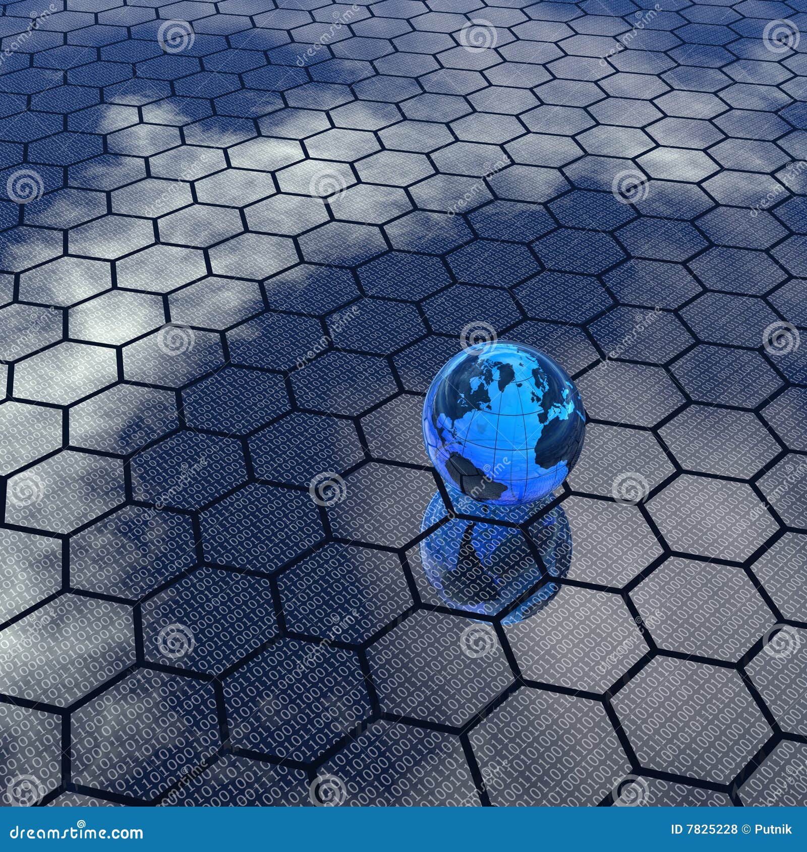 Hexagonal Background and Globe Stock Illustration - Illustration of ...