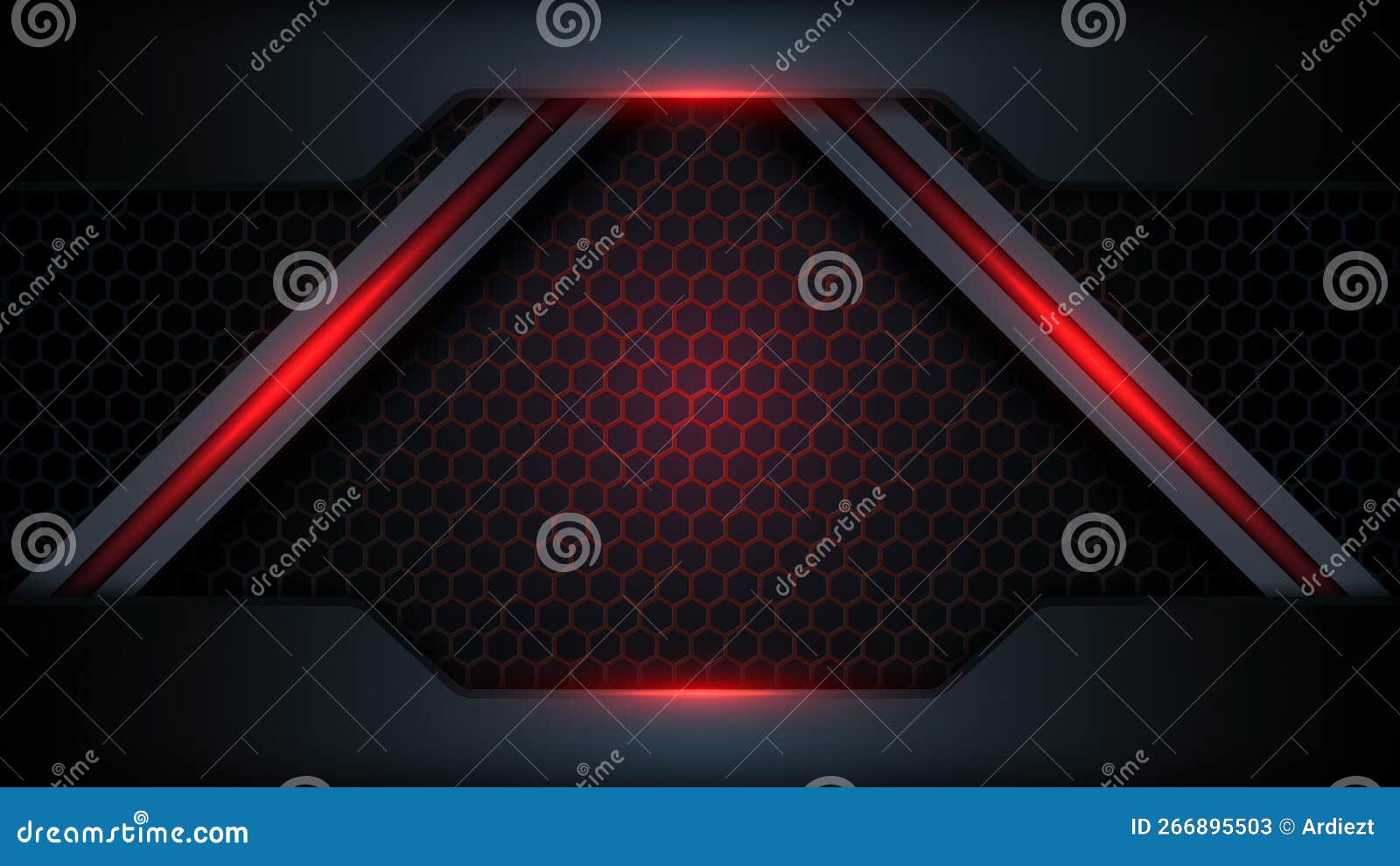 Hexagonal Background with Red Neon Light and Diagonal Stripe. Honeycomb ...