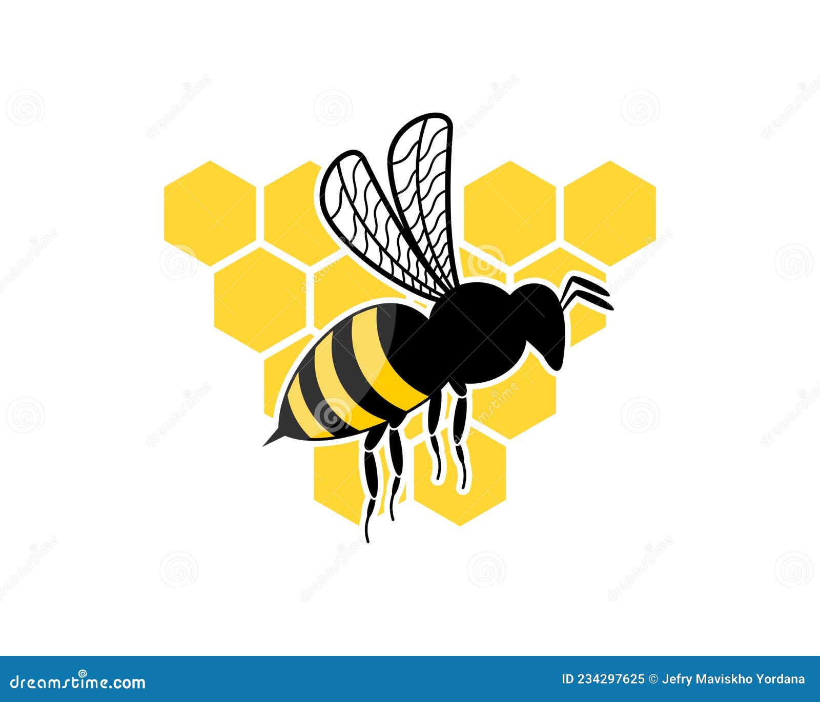 Hexagonal Bee Hive with Flying Bee Inside Stock Illustration ...