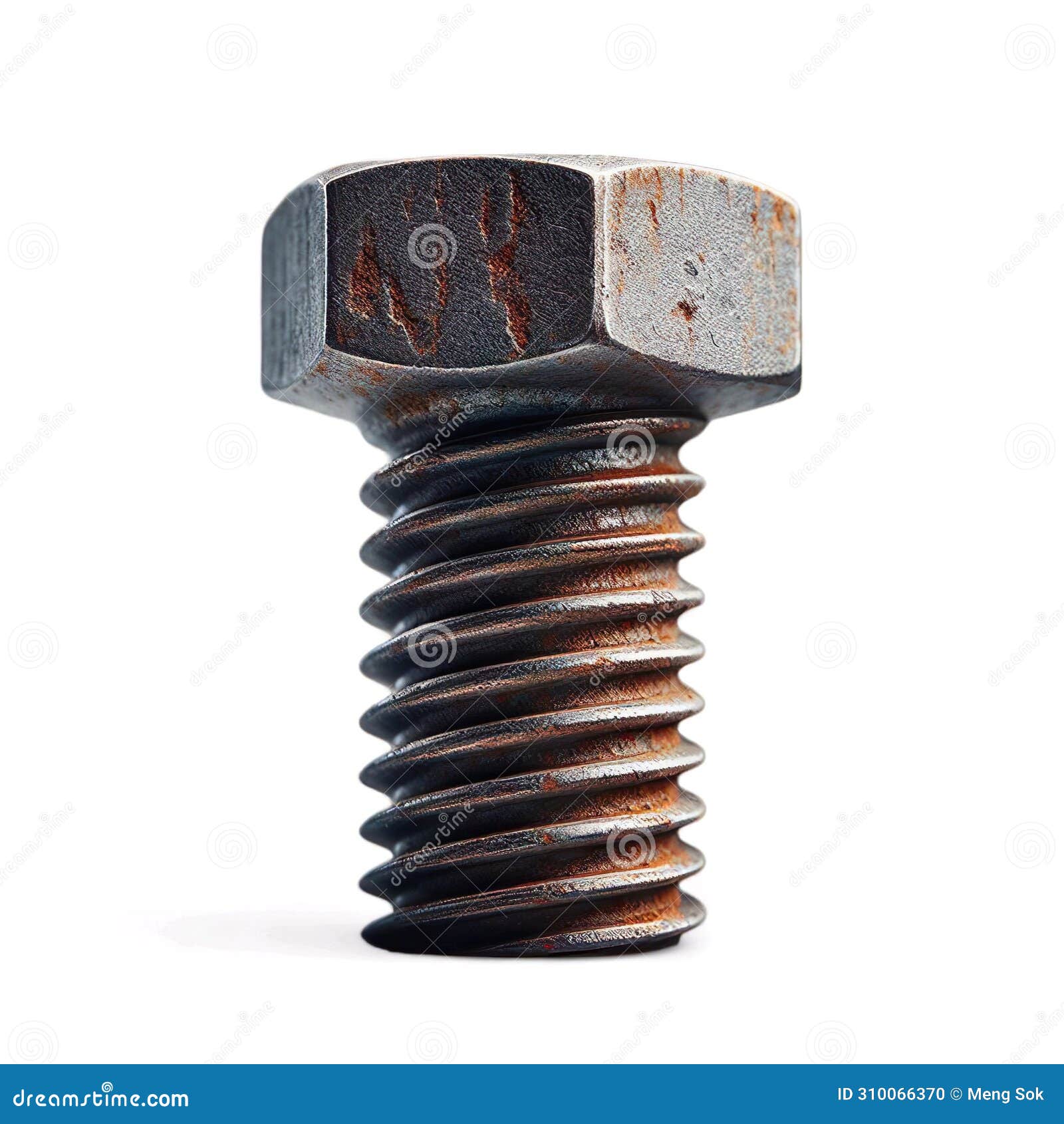 A Hexagonal Bolt Made of Metal with a Slightly Oxidized Surface. Stock ...