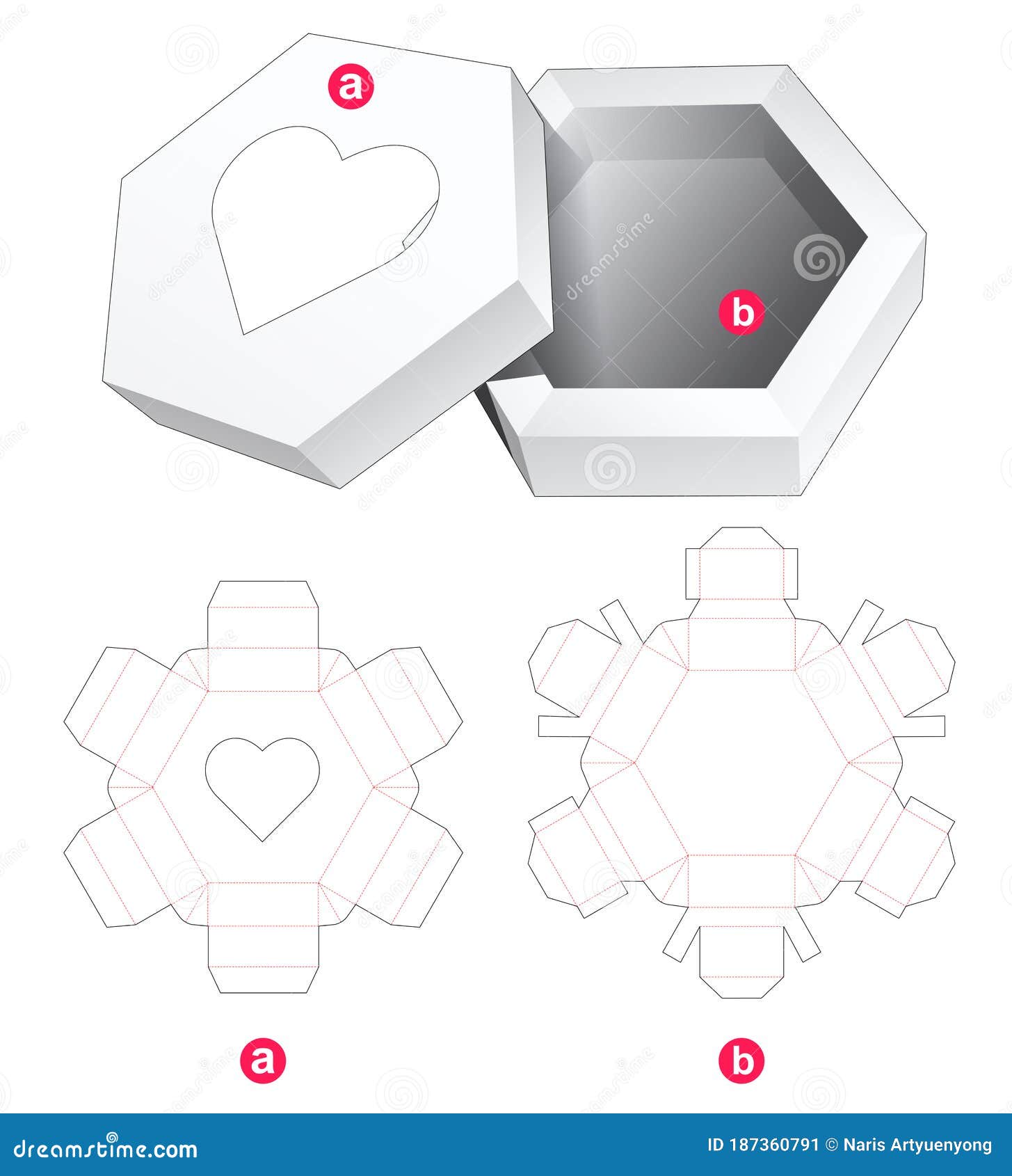 Hexagon Box Template Vector