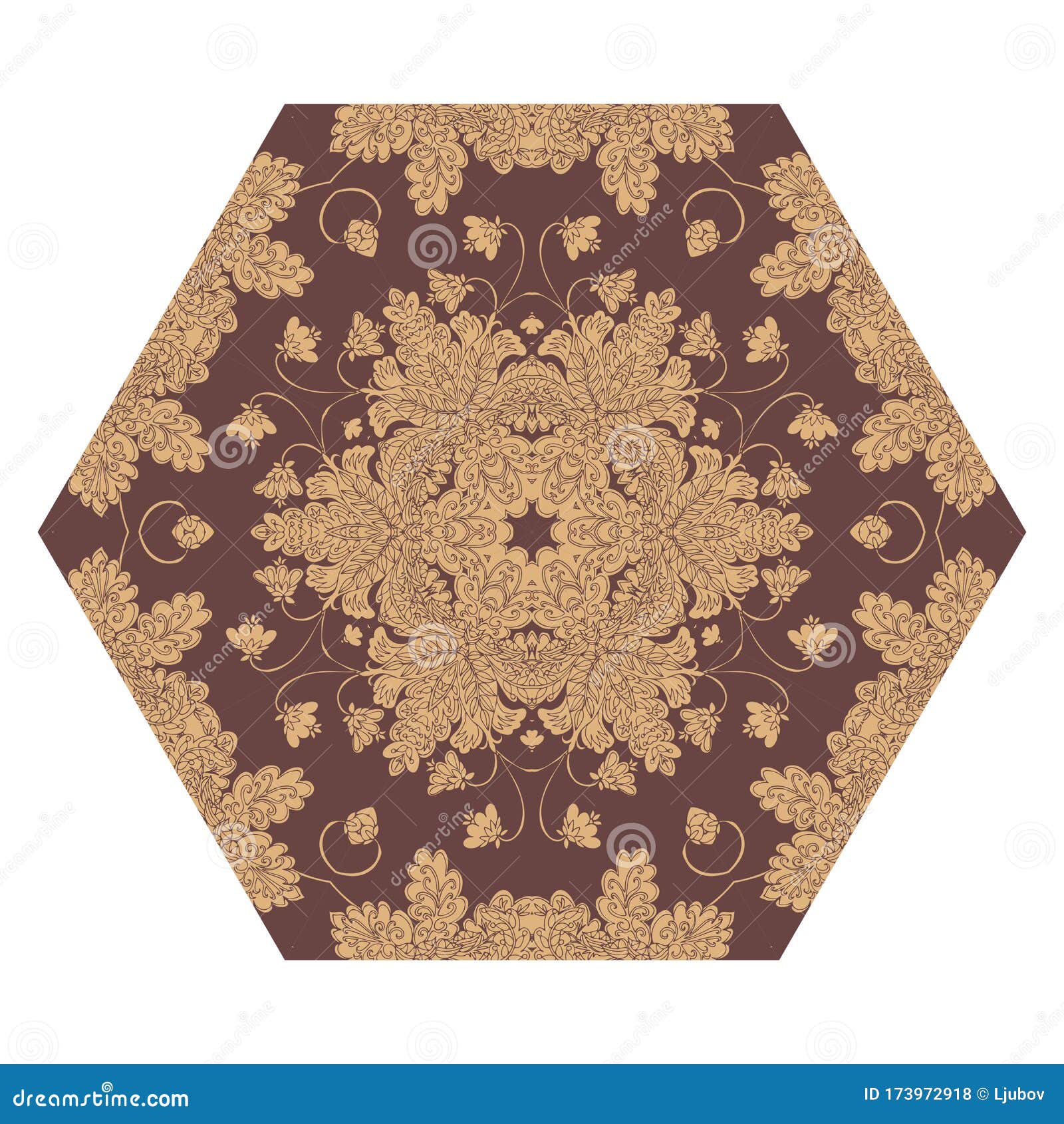 Hexagonal Ceramic Tile with Magical Floral Pattern. Vector Stock Vector ...