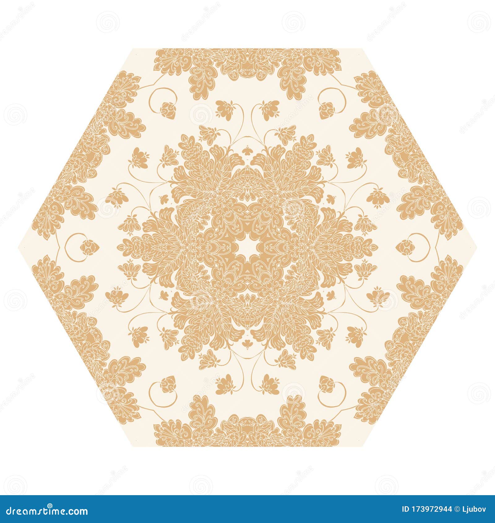 Hexagonal Ceramic Tile with Magical Floral Pattern. Vector Illustration ...