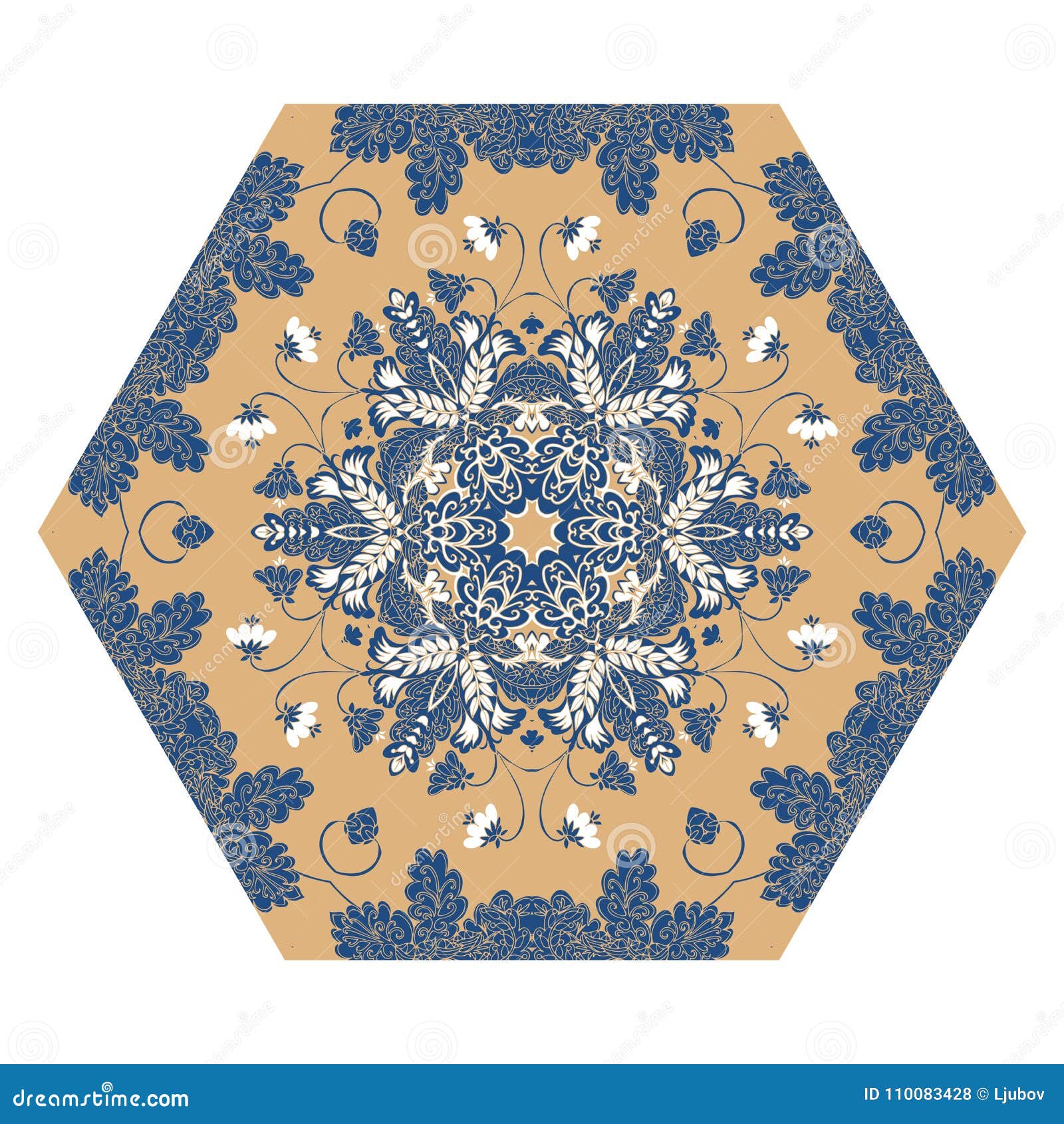 Hexagonal Ceramic Tile with Magical Floral Pattern. Stock Vector ...