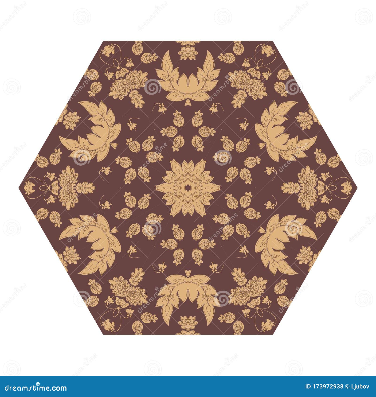 Hexagonal Ceramic Tile With Magical Floral Pattern. Vector Illustration ...