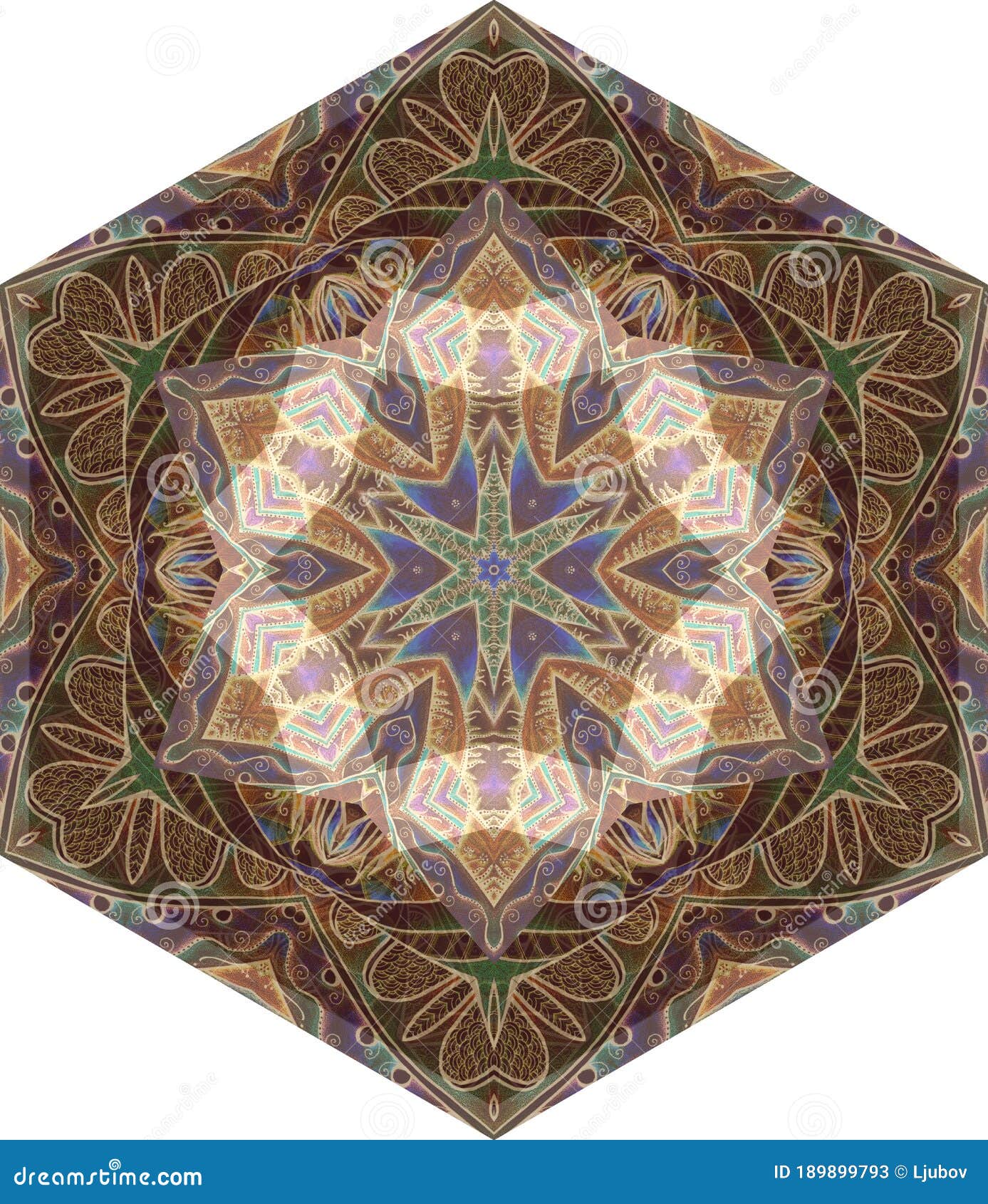 Hexagonal Ceramic Tile with Semitransparent Decorative Ornament with ...