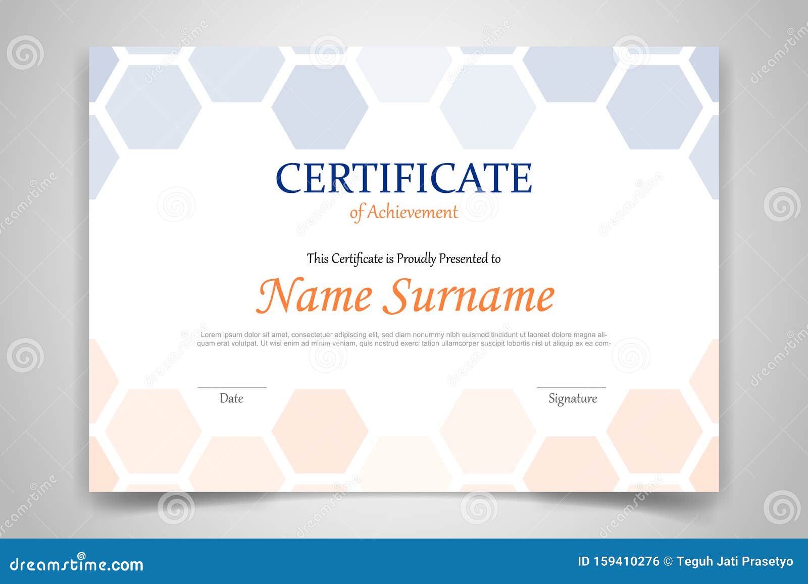 Hexagonal Certificate Design Template Paper with Modern Flat Style and ...