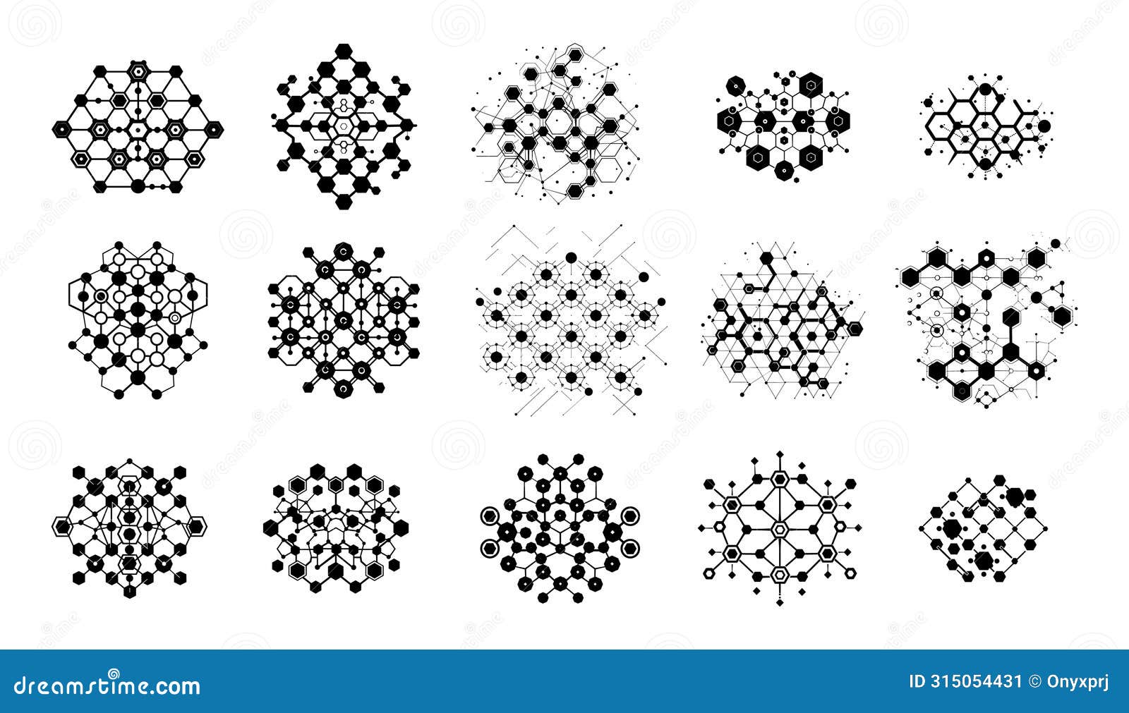 Chemistry 3D Patterns, Hexagonal Molecule Structure On Black ...