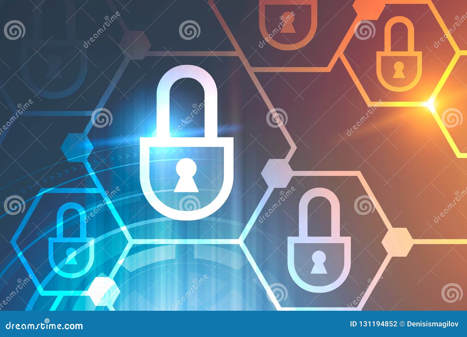 Hexagonal Cyber Security Concept, Hud Stock Illustration - Illustration ...