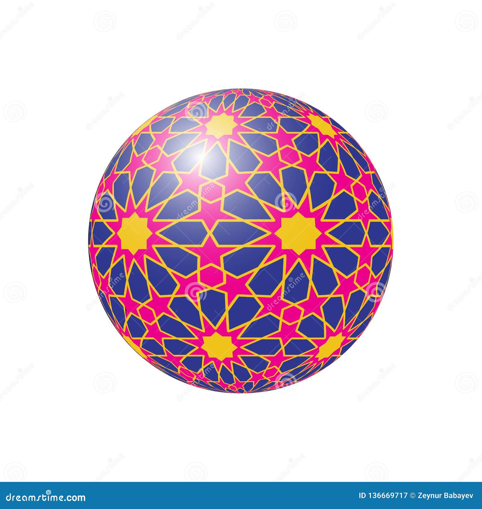 Hexagonal 3d Sphere with Islamic Tessellation Pattern. Vector ...