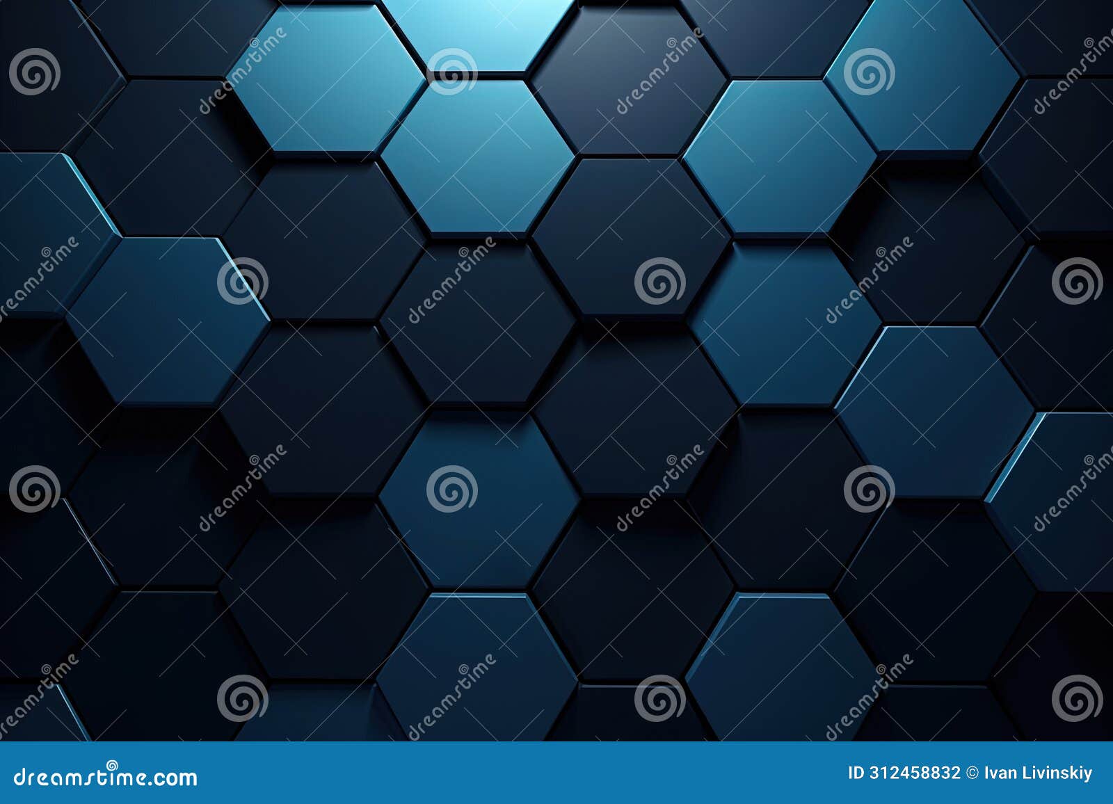Hexagonal Dark Blue Navy Background Texture Placeholder, Radial Center ...