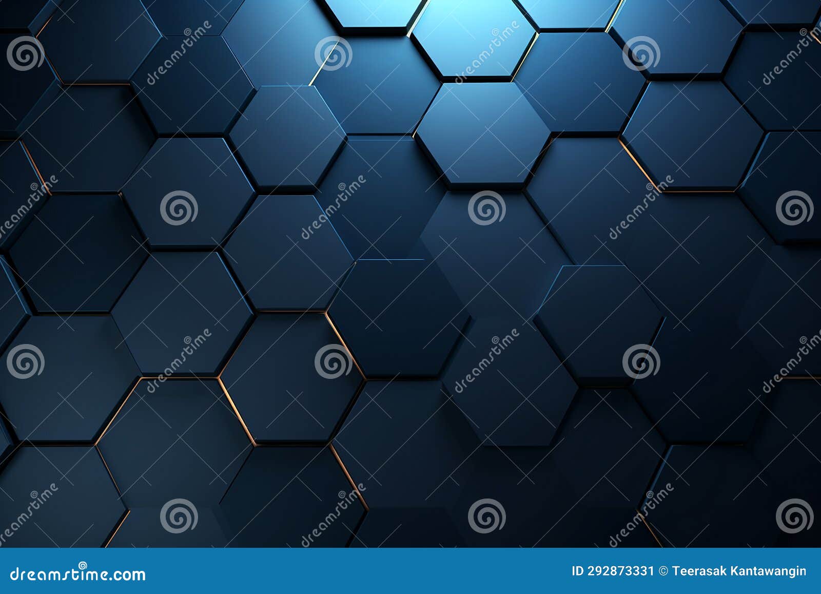 Hexagonal Dark Blue Navy Background Texture Placeholder, Radial Center ...