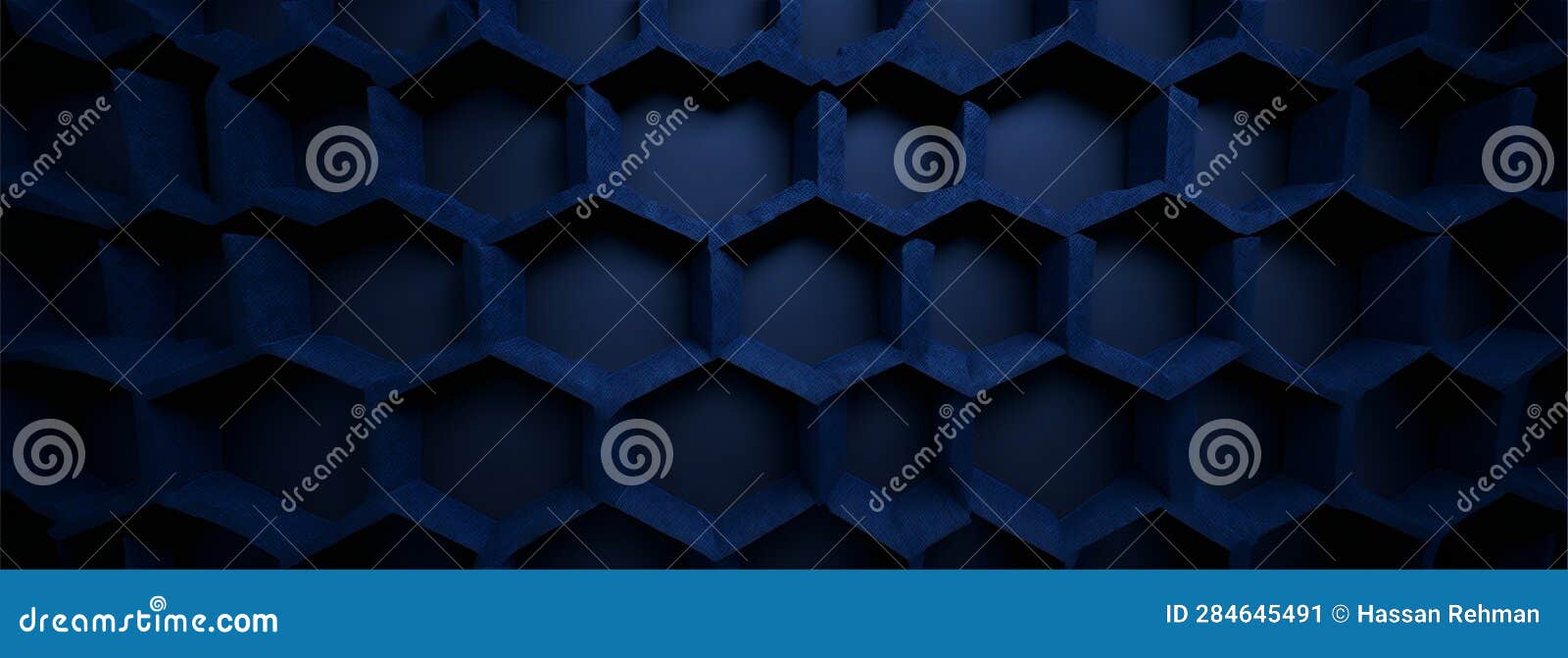 Hexagonal Dark Blue Navy Background Texture Placeholder, Radial Center ...