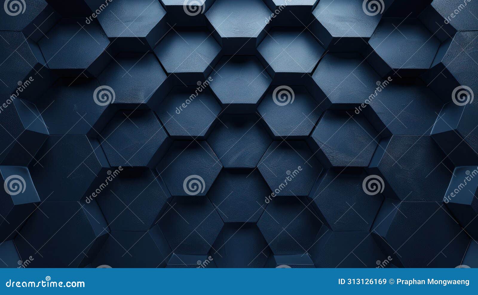 Hexagonal Dark Blue Navy Background Texture Placeholder, Radial Center ...