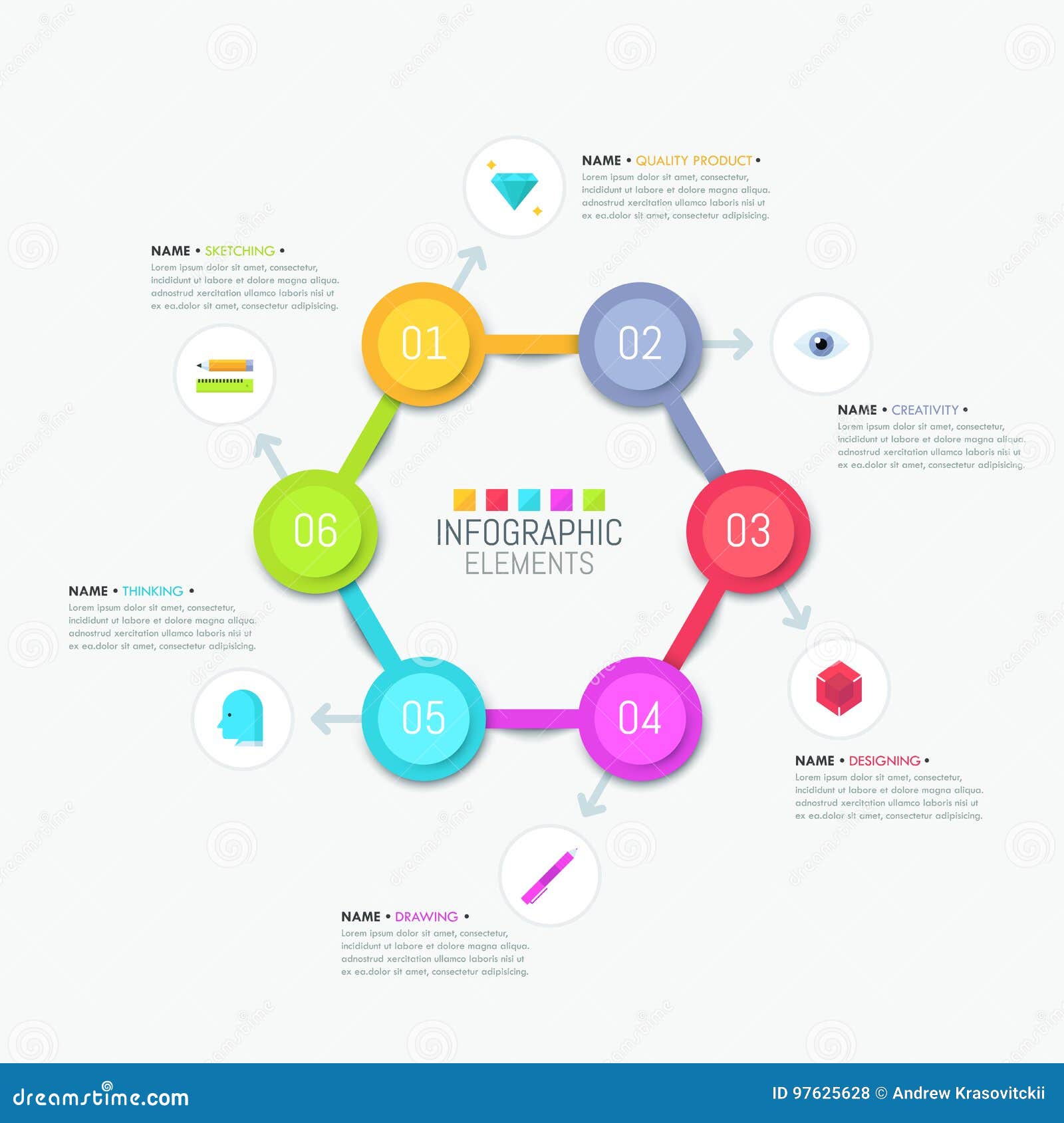 Hexagonal Diagram, Schema, Infographics Element. Cartoon Vector ...