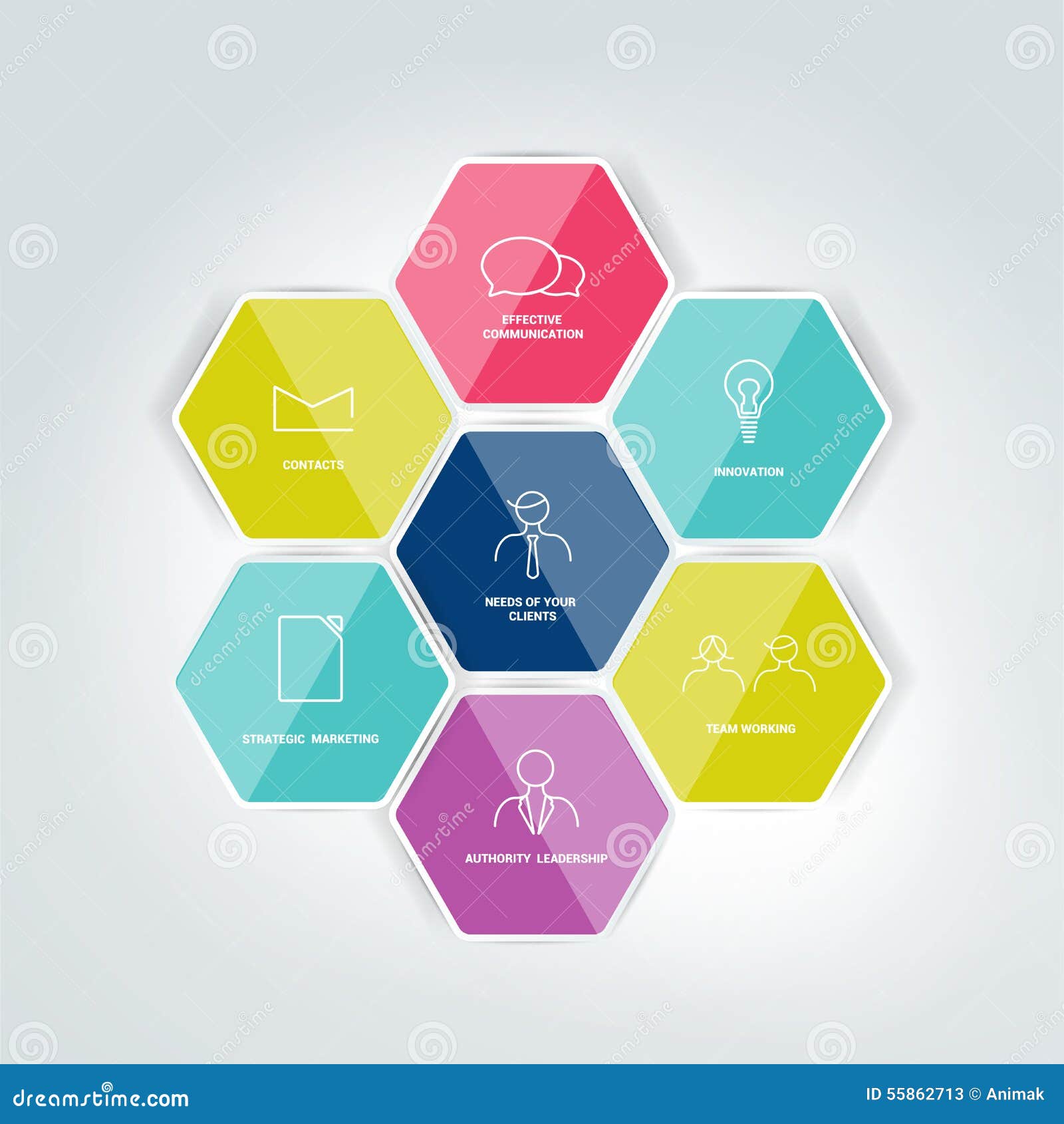 Hexagonal diagram. stock vector. Illustration of button - 55862713