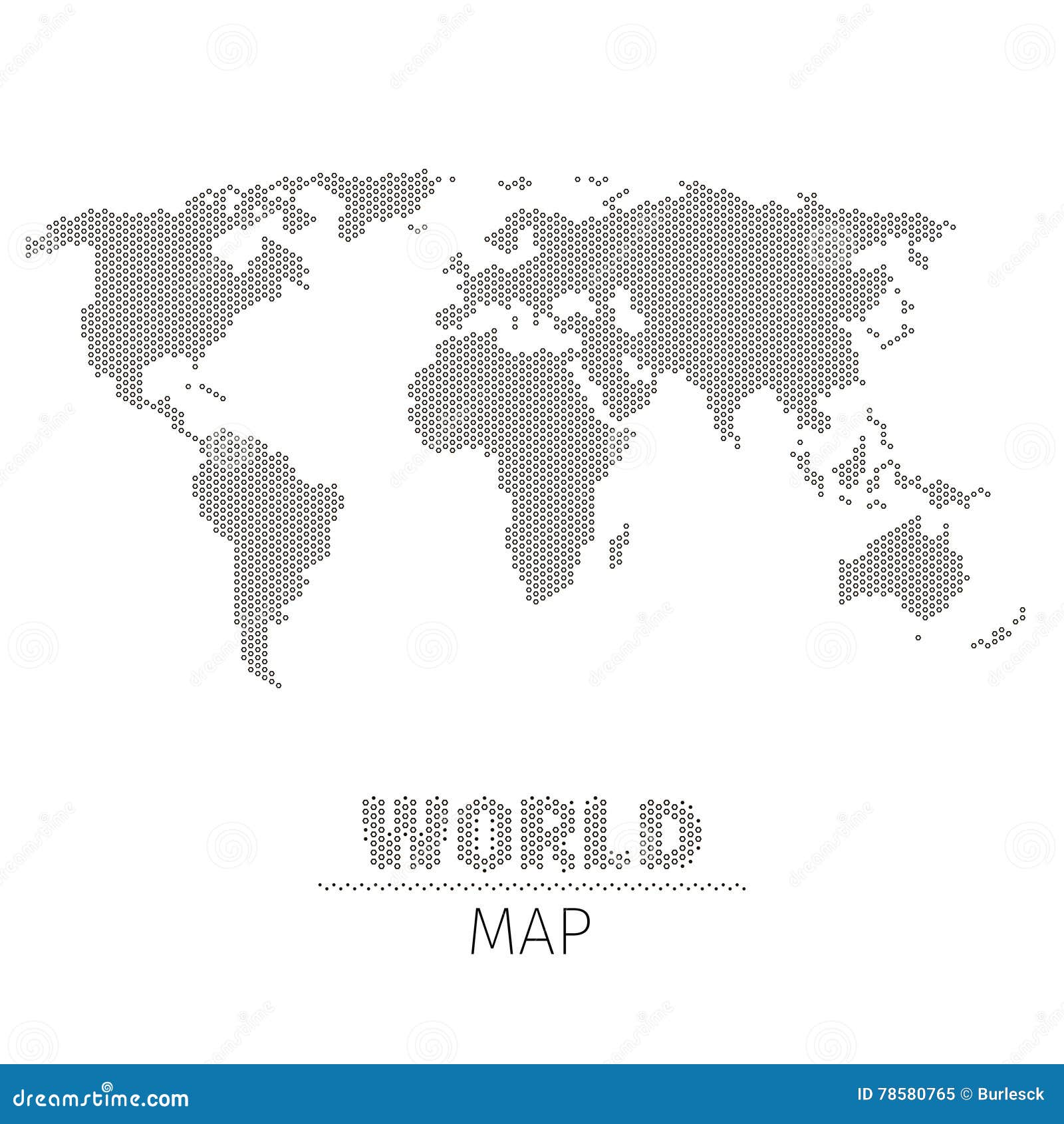 Hexagonal Dots World Map on White Background Vector Illustration Stock ...