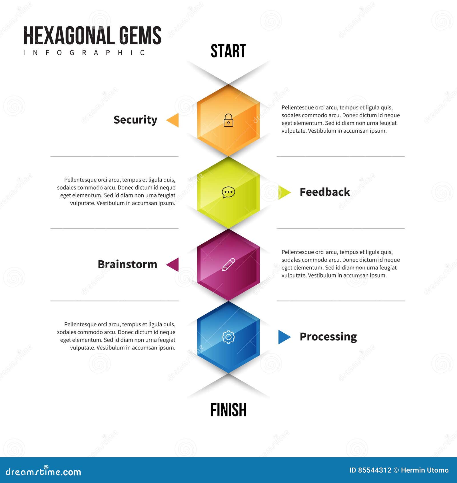 Hexagonal Gems Infographic stock vector. Illustration of design - 85544312