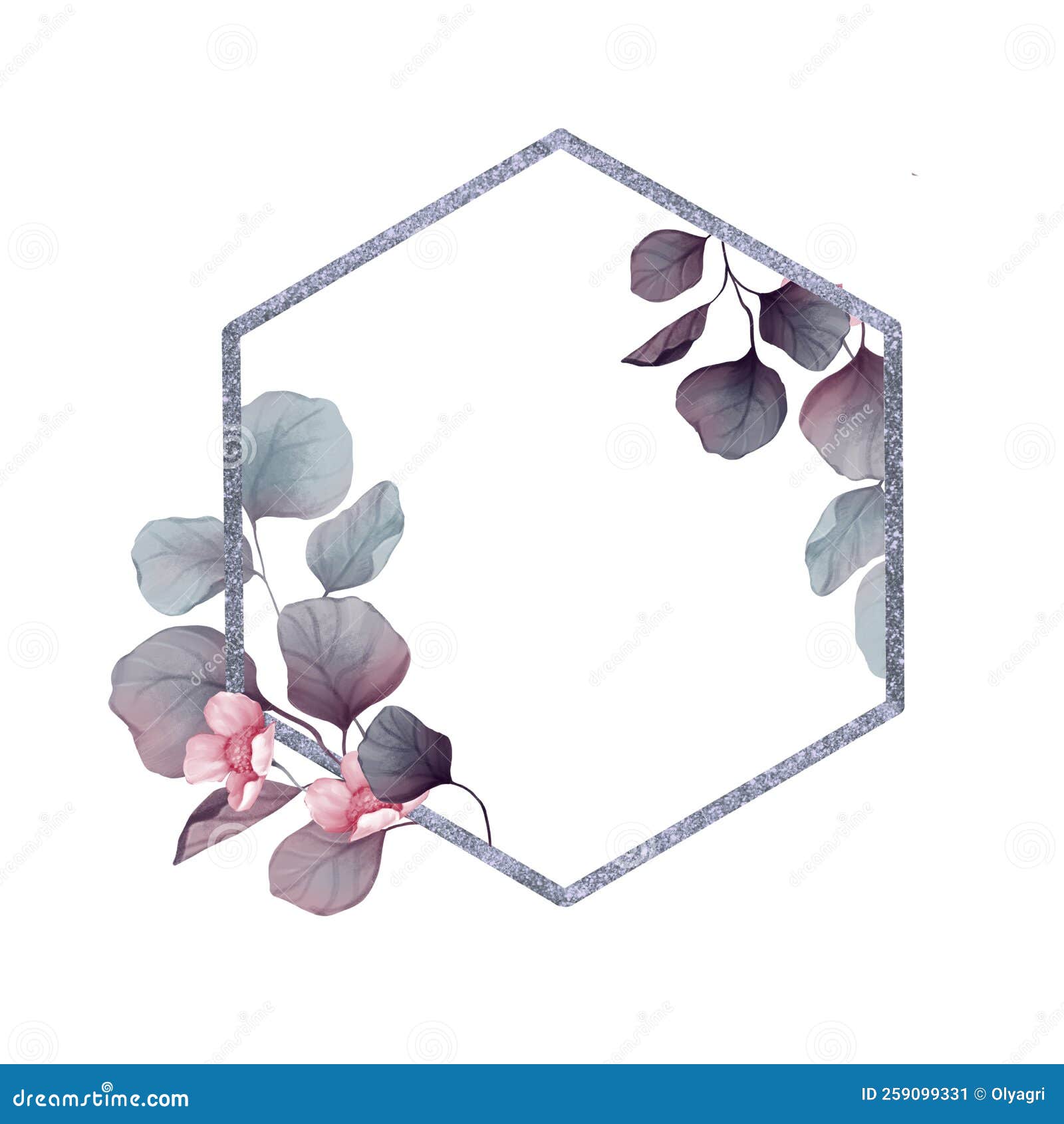 Hexagonal Geometric Frame with Flowers for Wedding Invitations ...