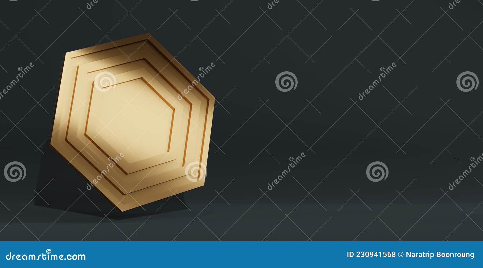 Hexagonal Gold Leaf Floats Above the Dark Scene for Decorating Text and ...