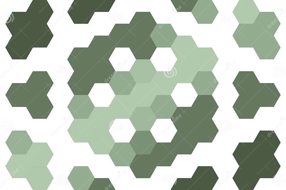 Hexagonal Gradient Pattern in Sage Green with Abstract Hexagon Arrangement and Smooth Shading ...