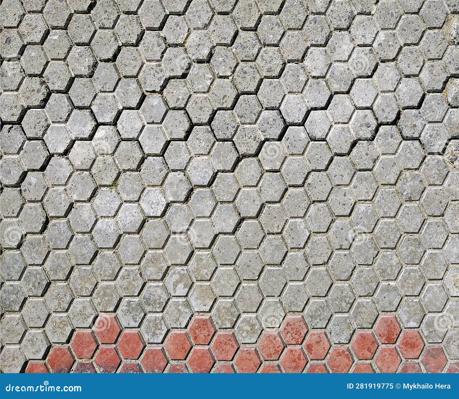 Hexagonal Gray and Red Cobblestone Background Stock Image - Image of ...