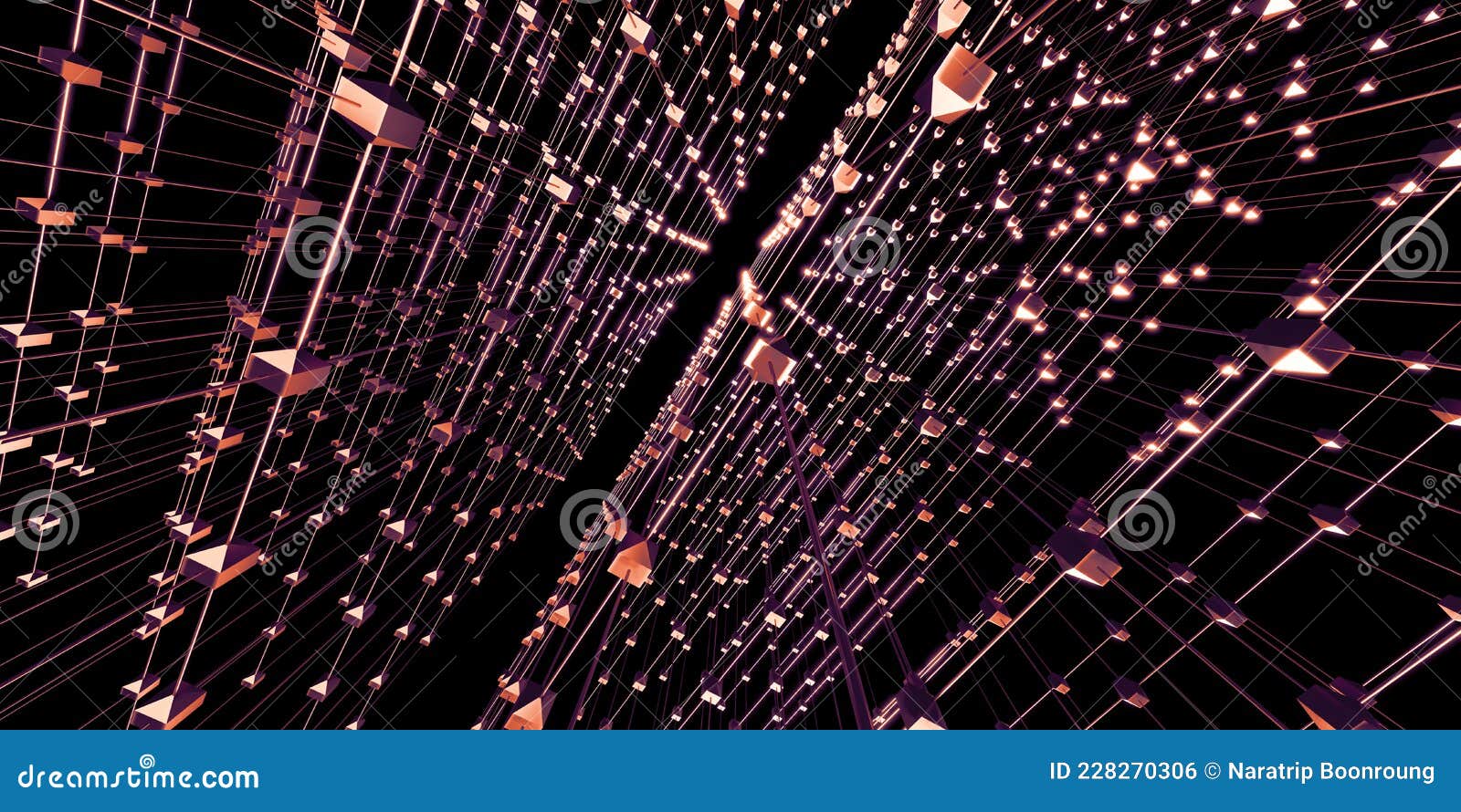 Hexagonal Grid Atomic Structure Cyberpunk Style Neon Light 3d ...