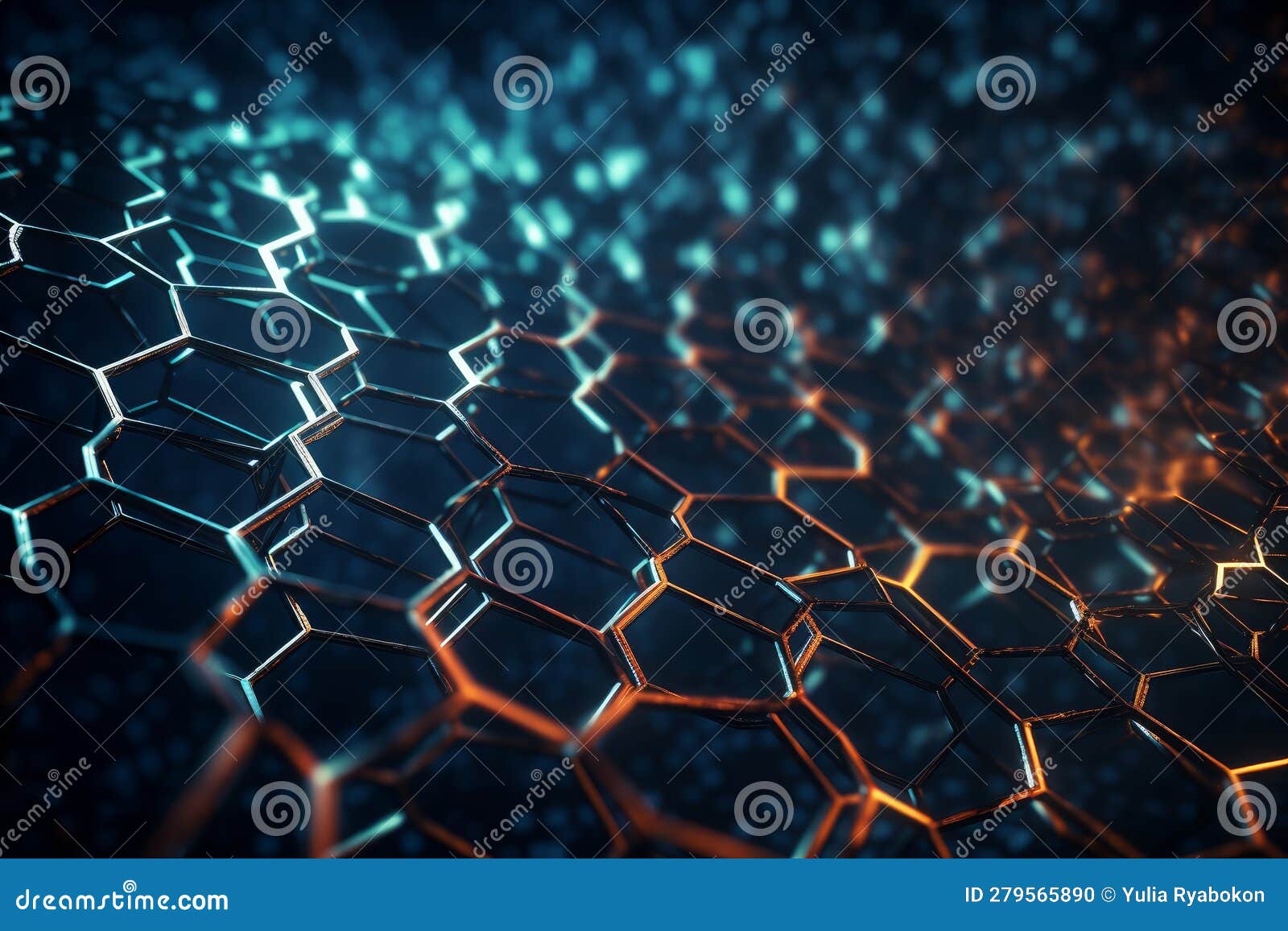 Hexagonal Grid. Generate Ai Stock Illustration - Illustration of future ...