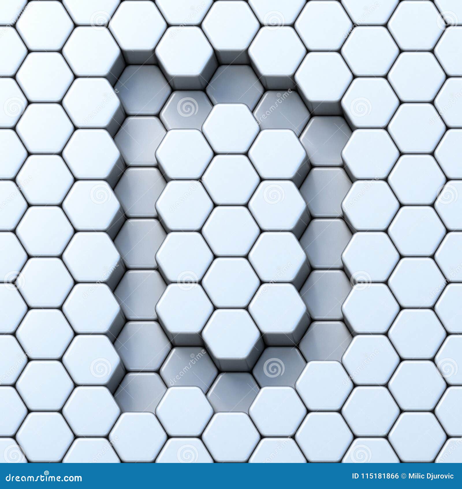 Hexagonal grid letter D 3D stock illustration. Illustration of pixel ...