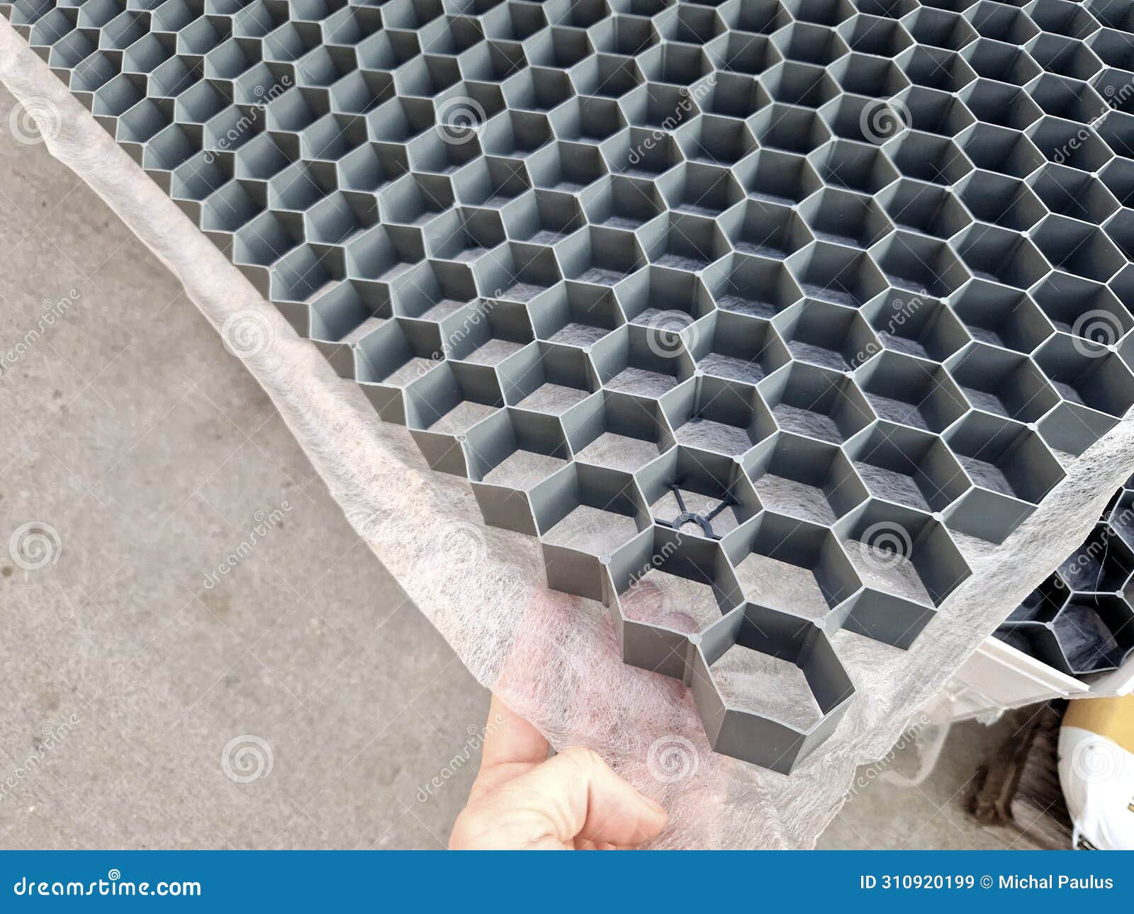 Hexagonal Grid Pattern with Geotextile at the Bottom. it is Very ...