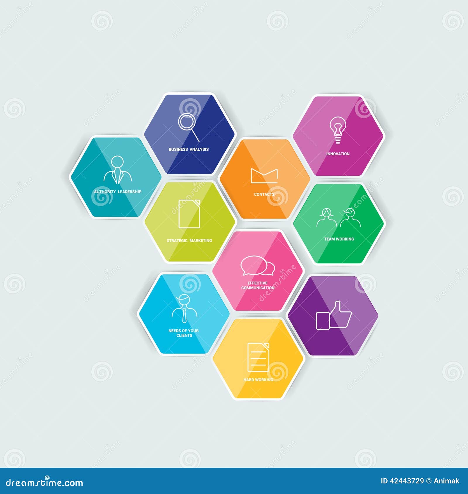 Hexagonal icon set. stock vector. Illustration of blank - 42443729