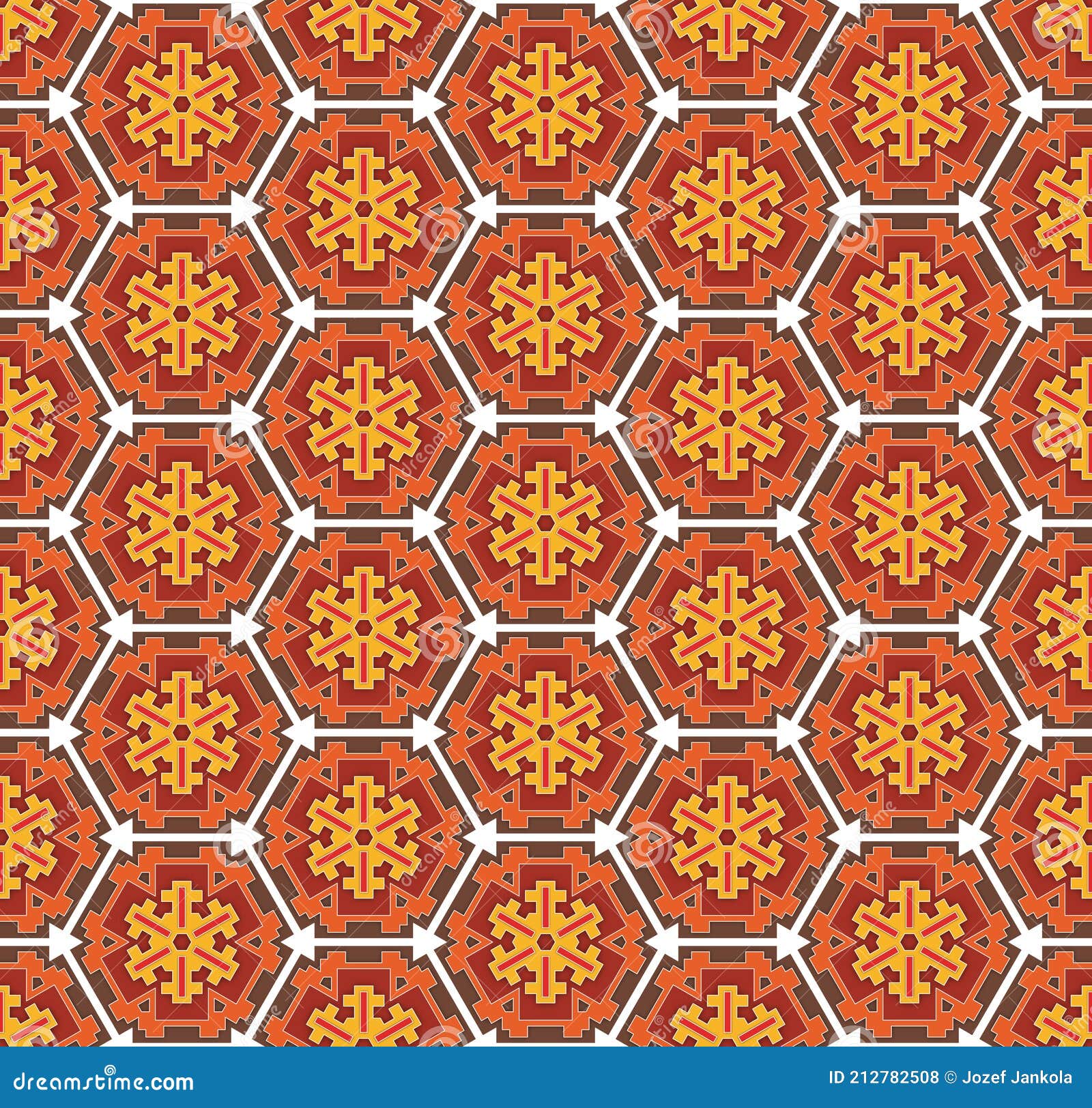Hexagonal Indian Textile Pattern Stock Illustration - Illustration of ...
