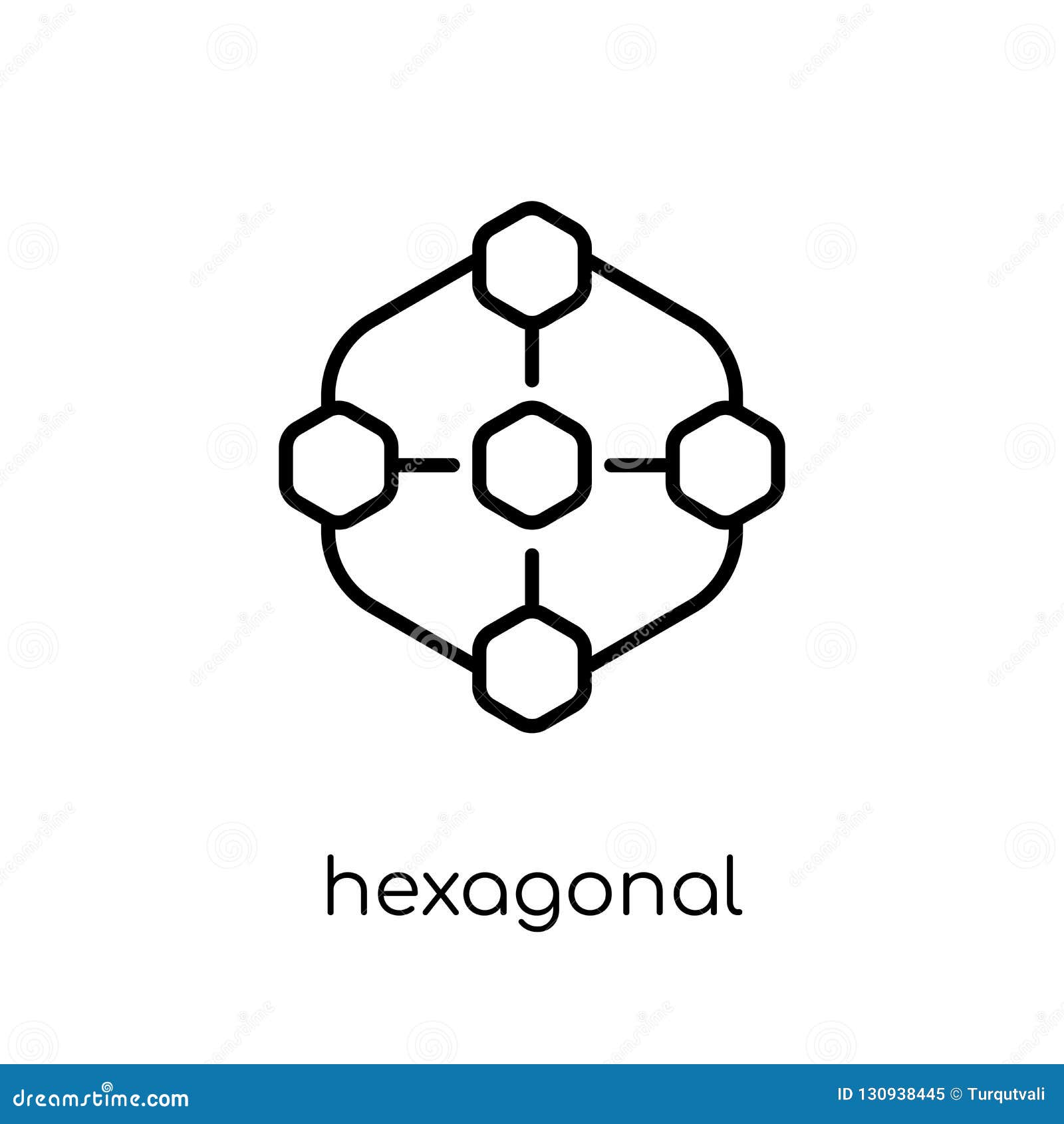 Hexagonal Interconnections Icon. Trendy Modern Flat Linear Vecto Stock ...