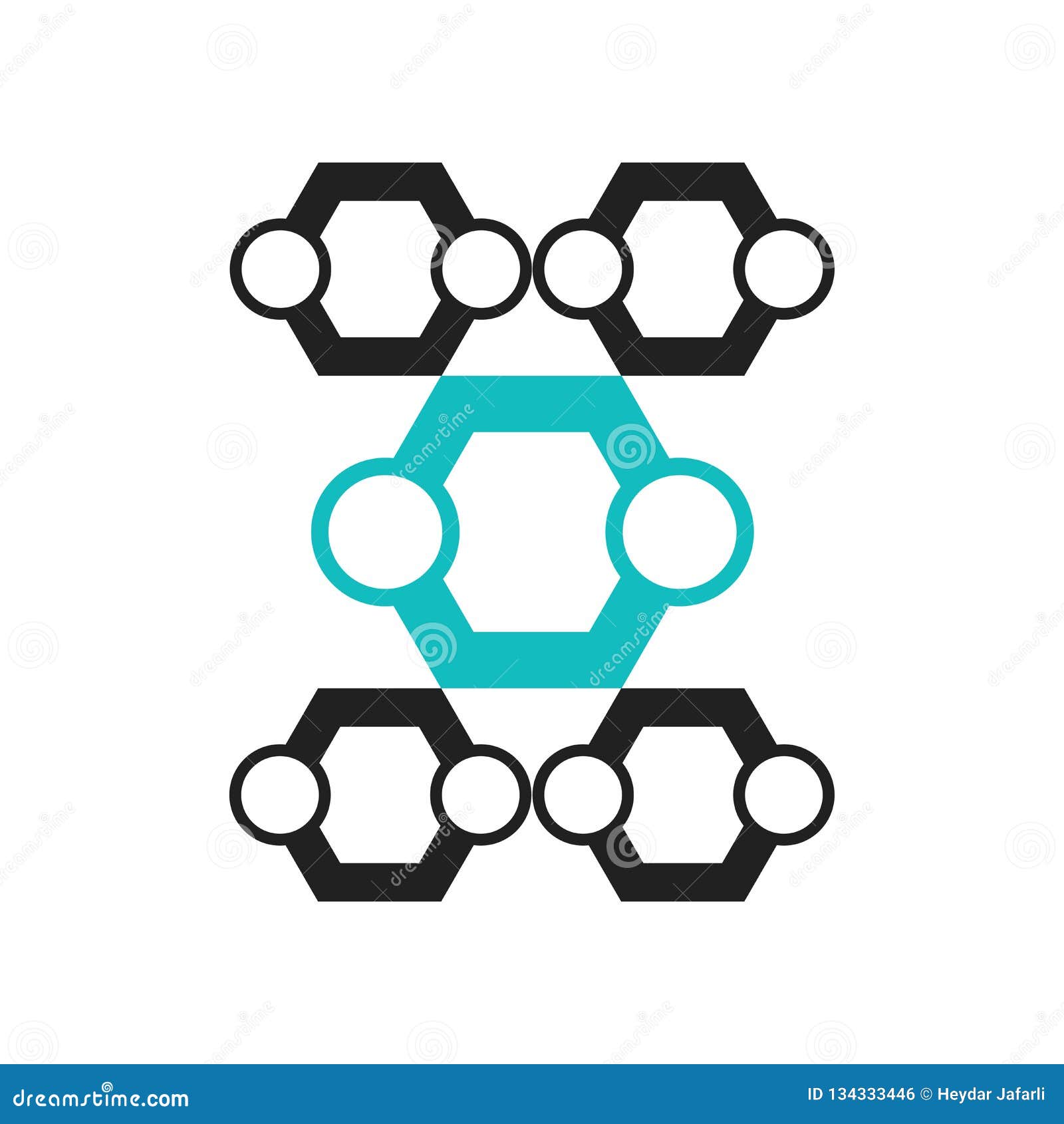 Hexagonal Interconnections Icon Vector Sign and Symbol Isolated on ...