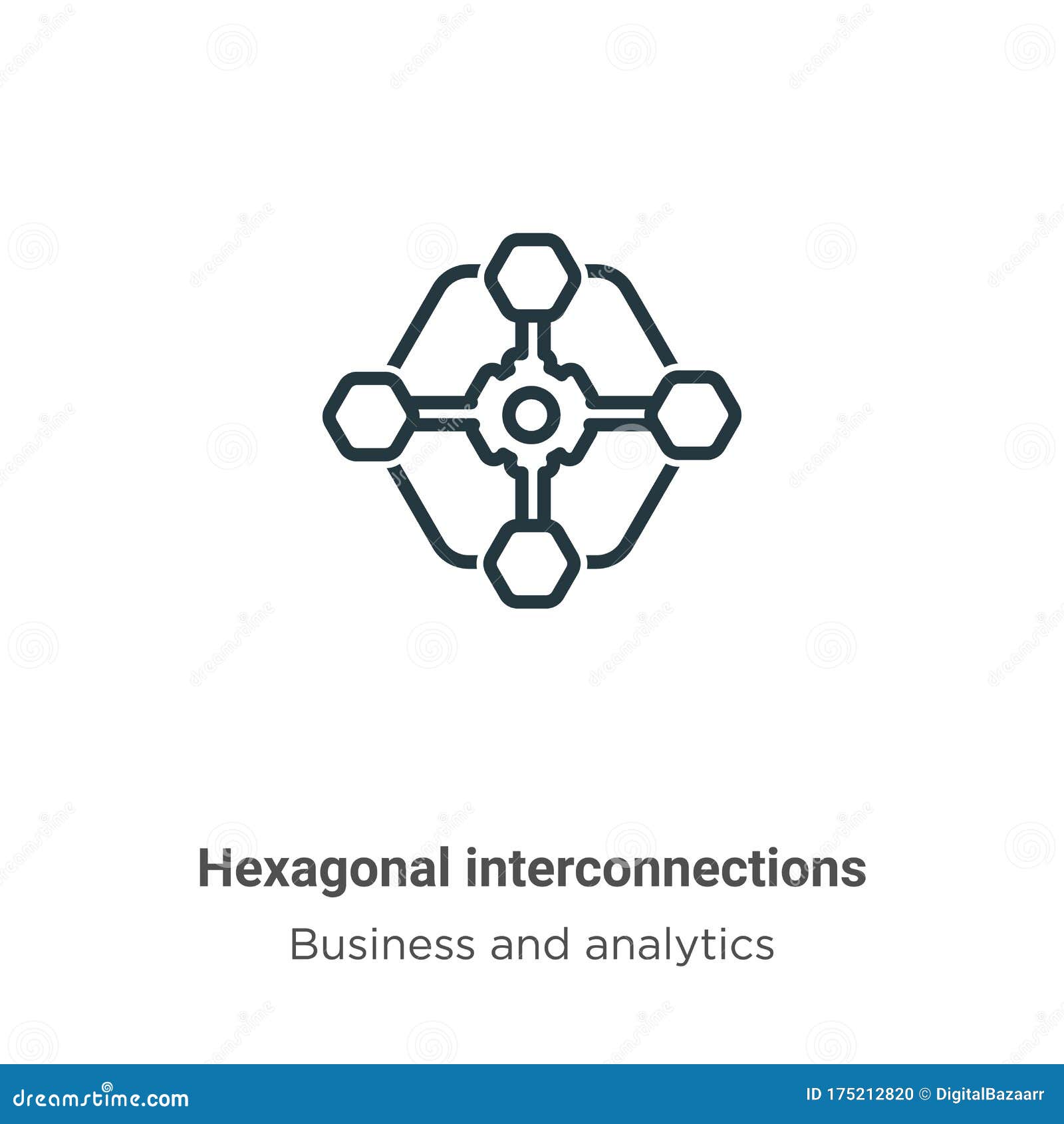 Hexagonal Interconnections Outline Vector Icon. Thin Line Black ...