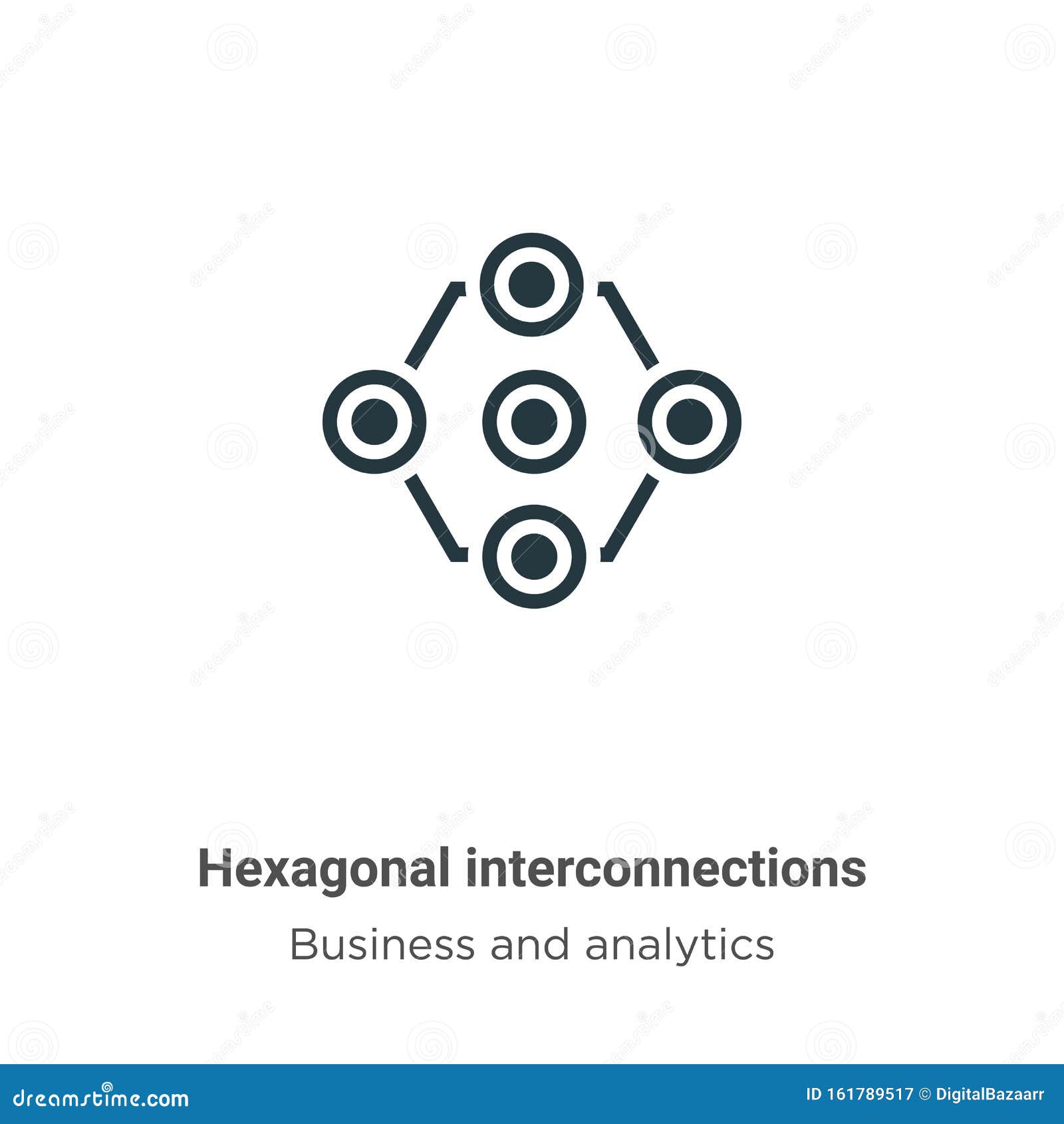 Hexagonal Interconnections Vector Icon on White Background. Flat Vector ...