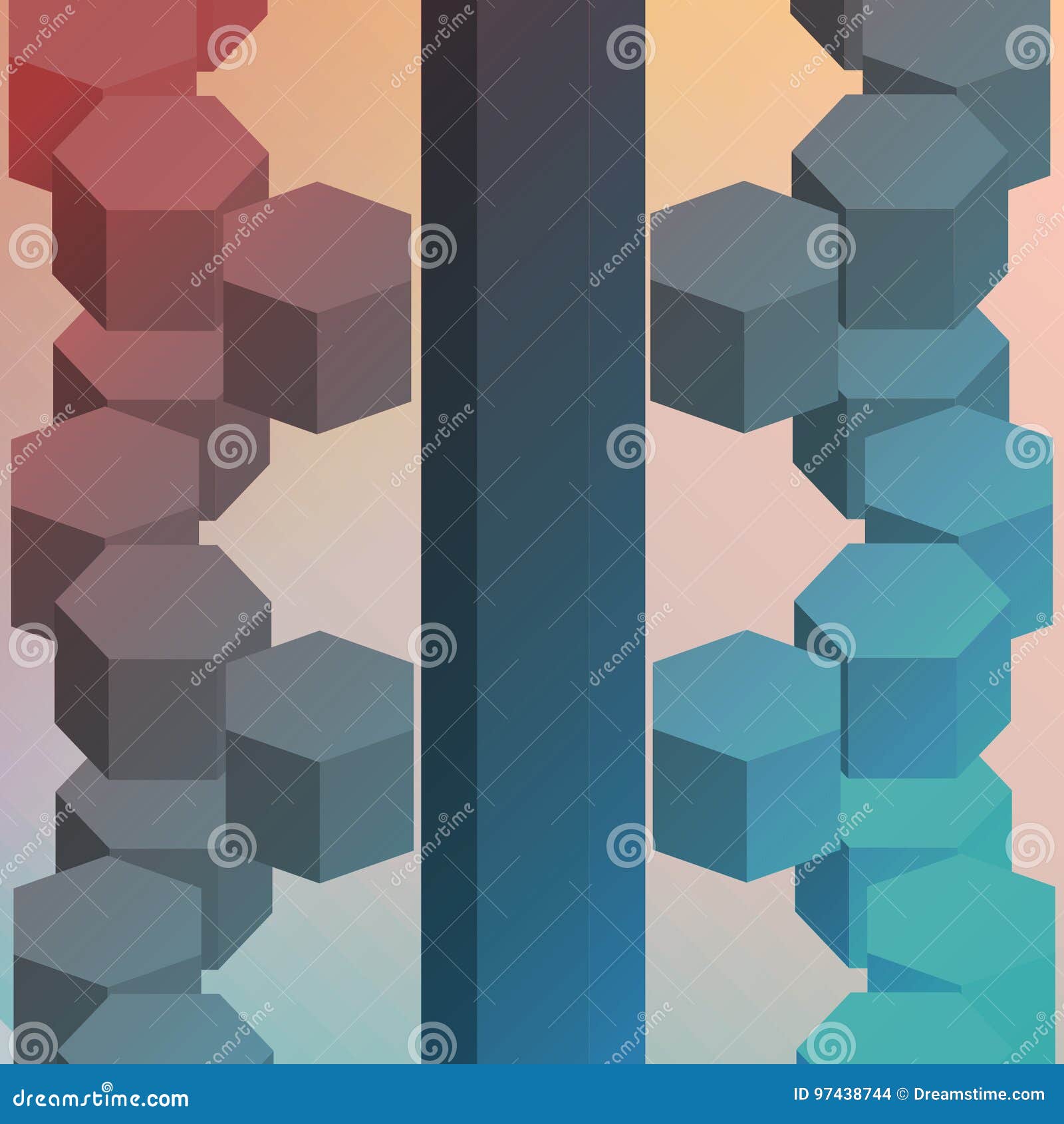 Hexagonal Isometric Abstract Stock Illustration - Illustration of warm ...