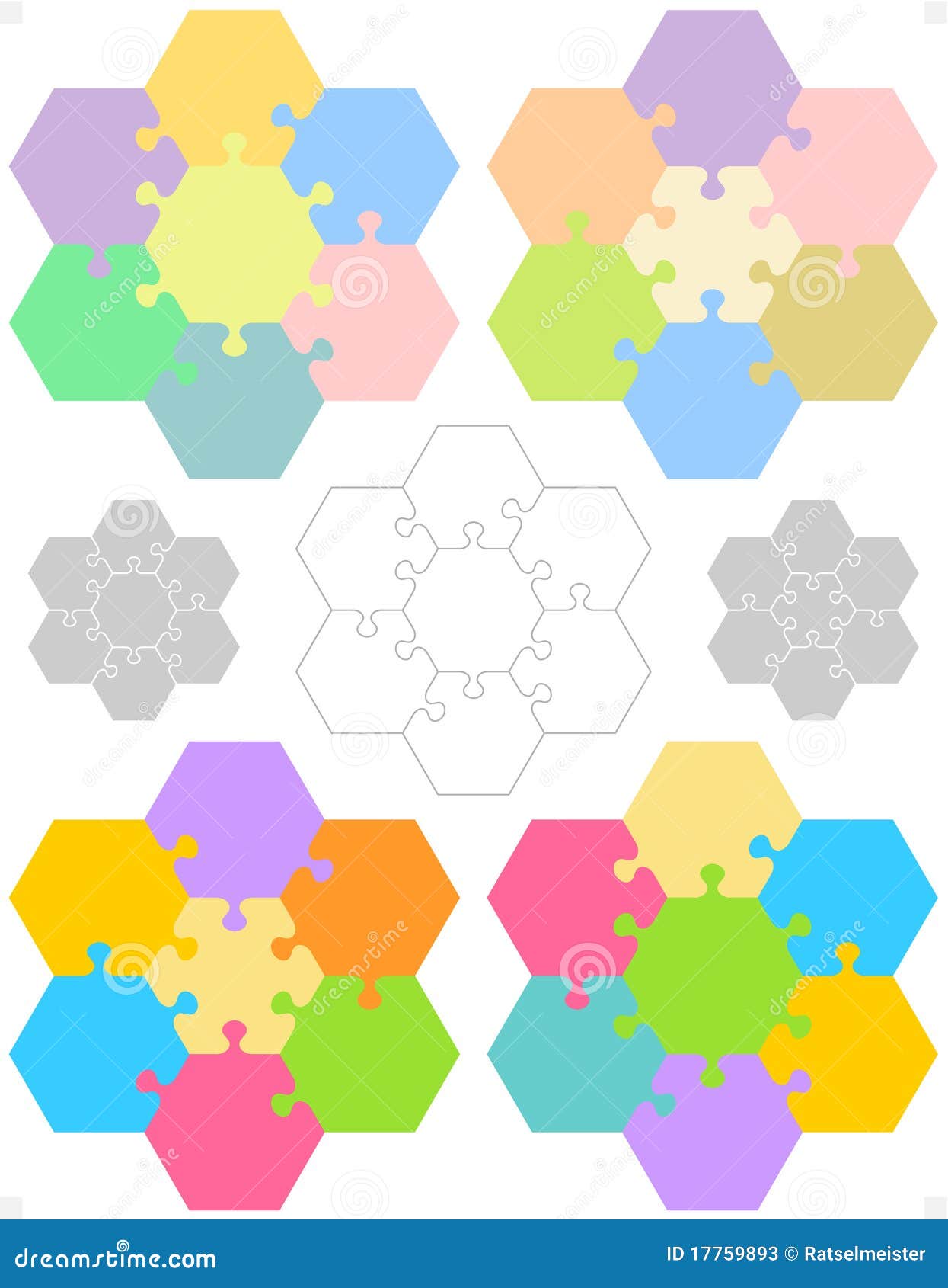 Hexagonal jigsaw puzzles stock vector. Illustration of hexagonal - 17759893