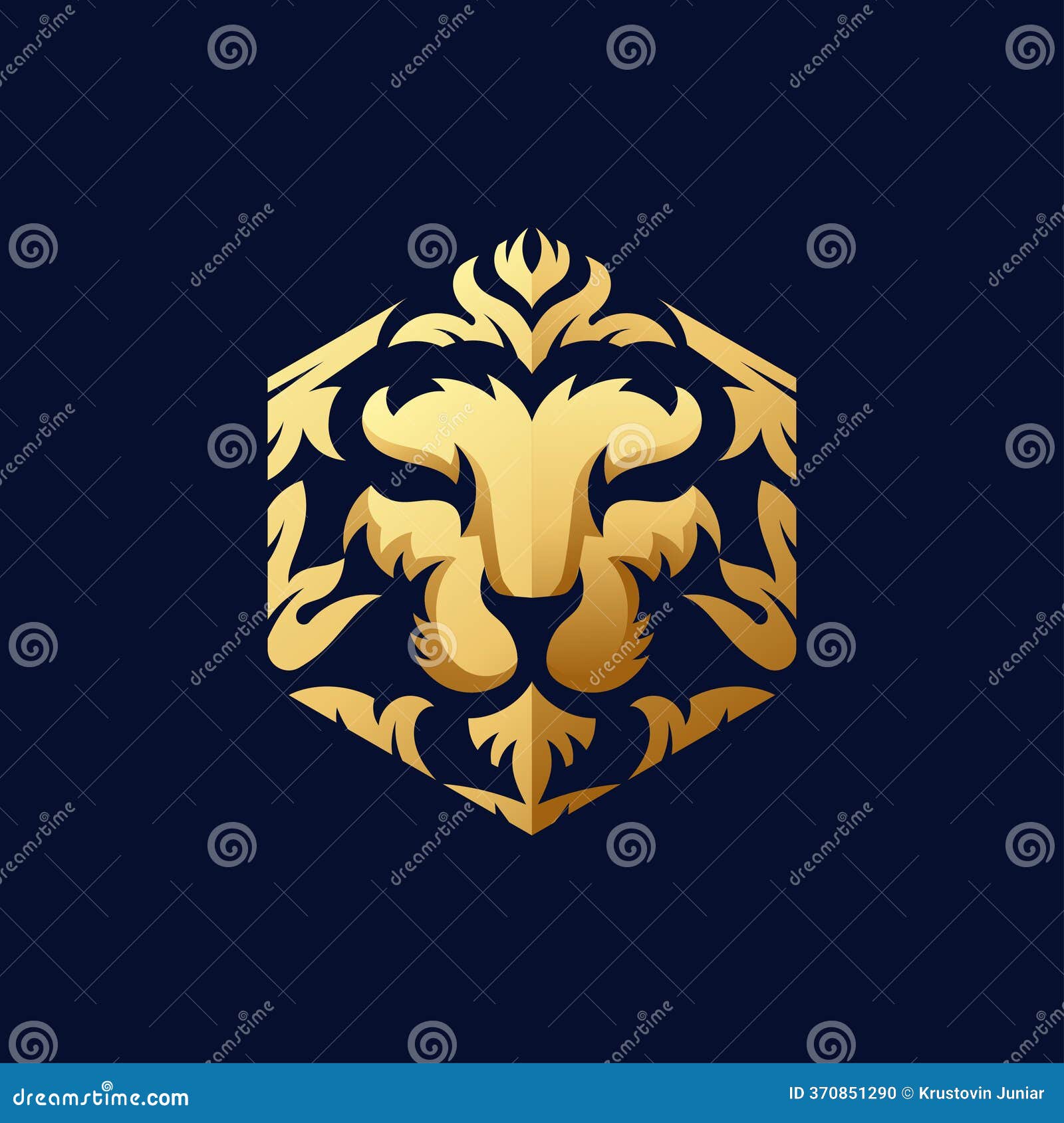 Hexagonal Lion Head Symbol Illustration | CartoonDealer.com #370851290