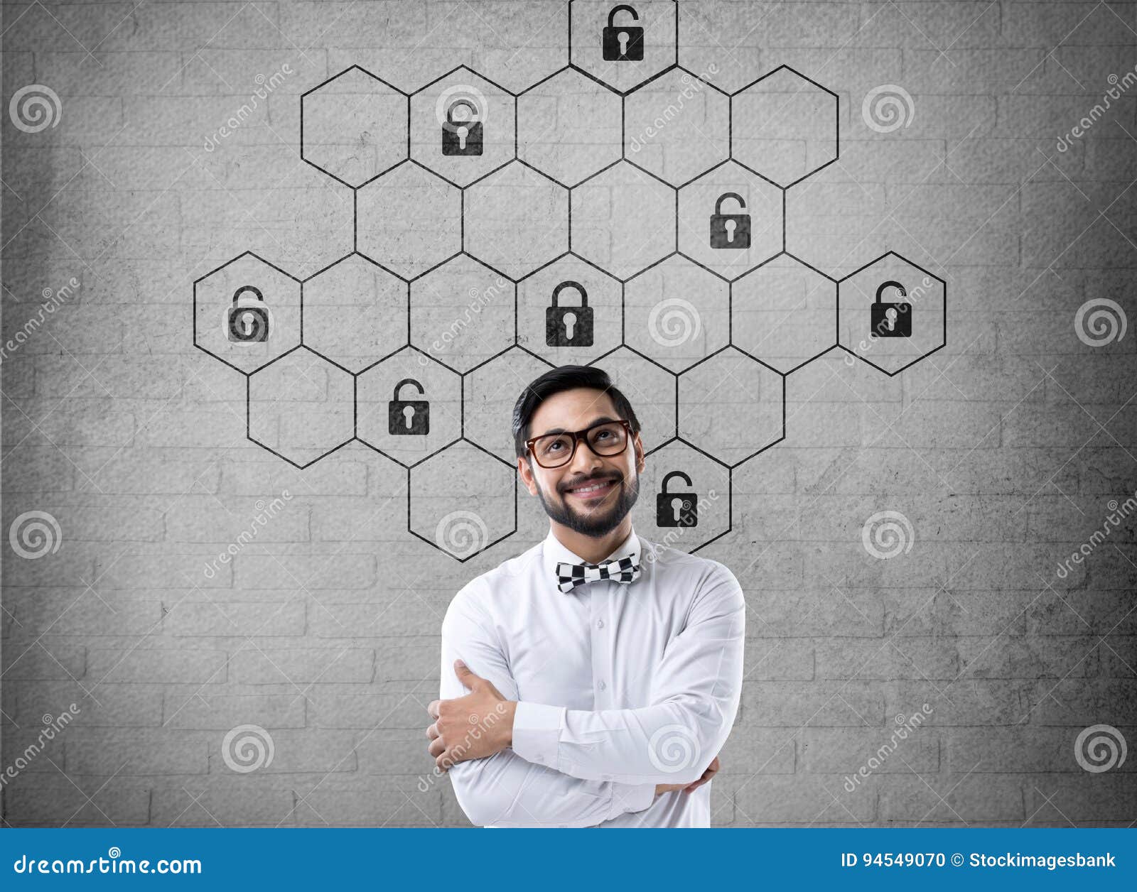 Hexagonal Lock Security Concept Stock Photo - Image of feature, arms ...